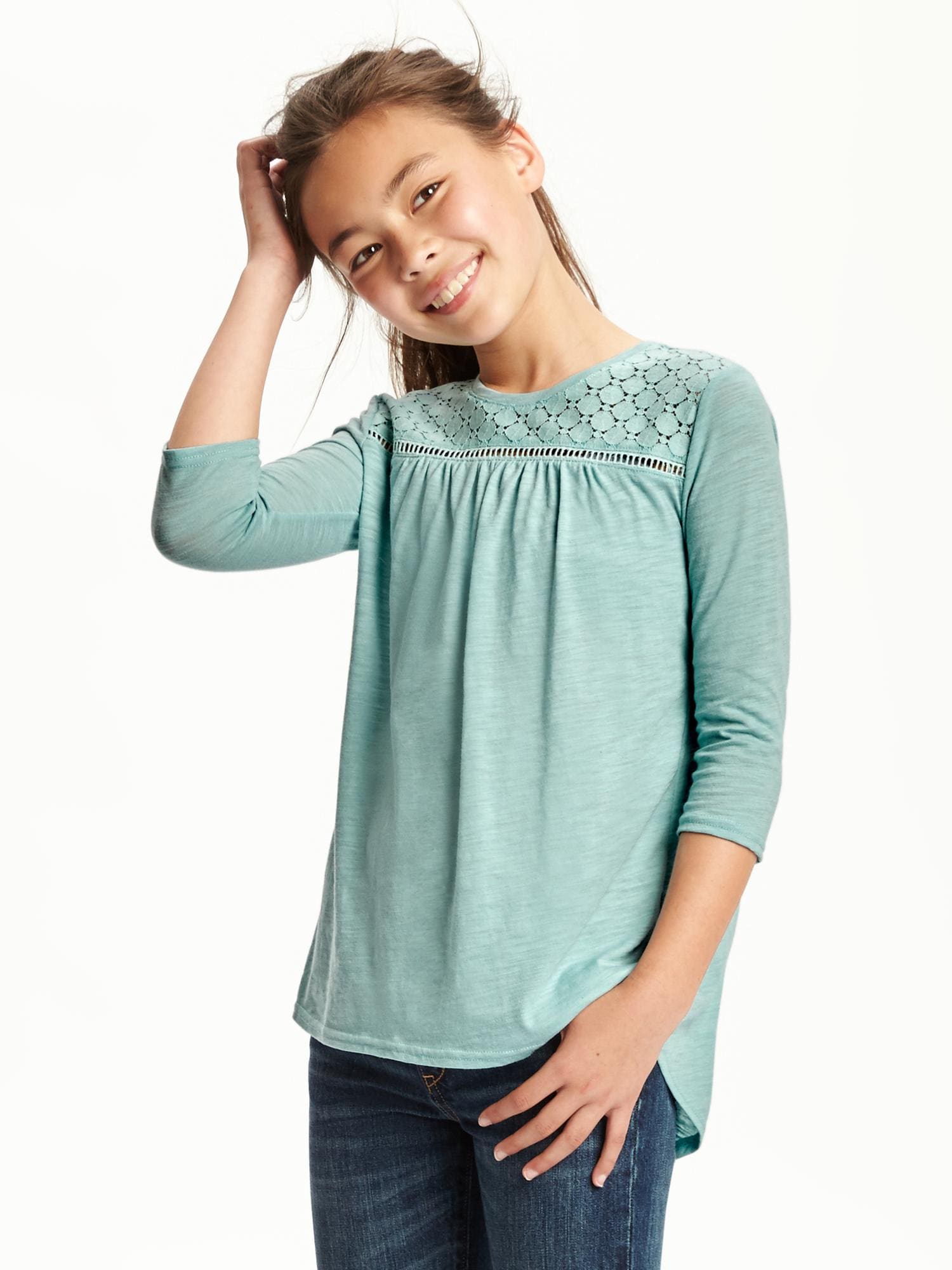 Lace-Yoke Swing Tunic for Girls | Old Navy