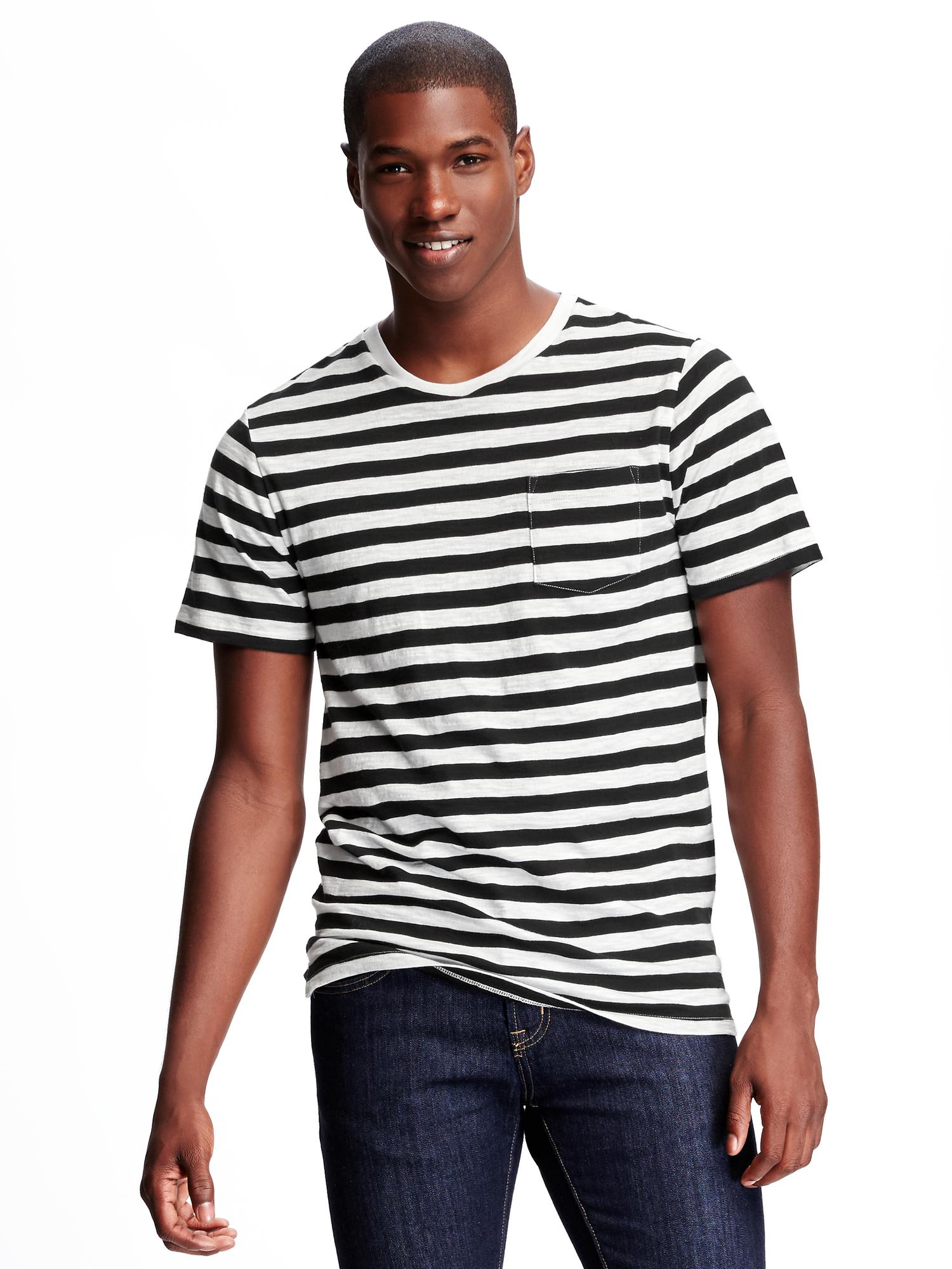 Striped Slub-Knit Pocket Tee for Men | Old Navy