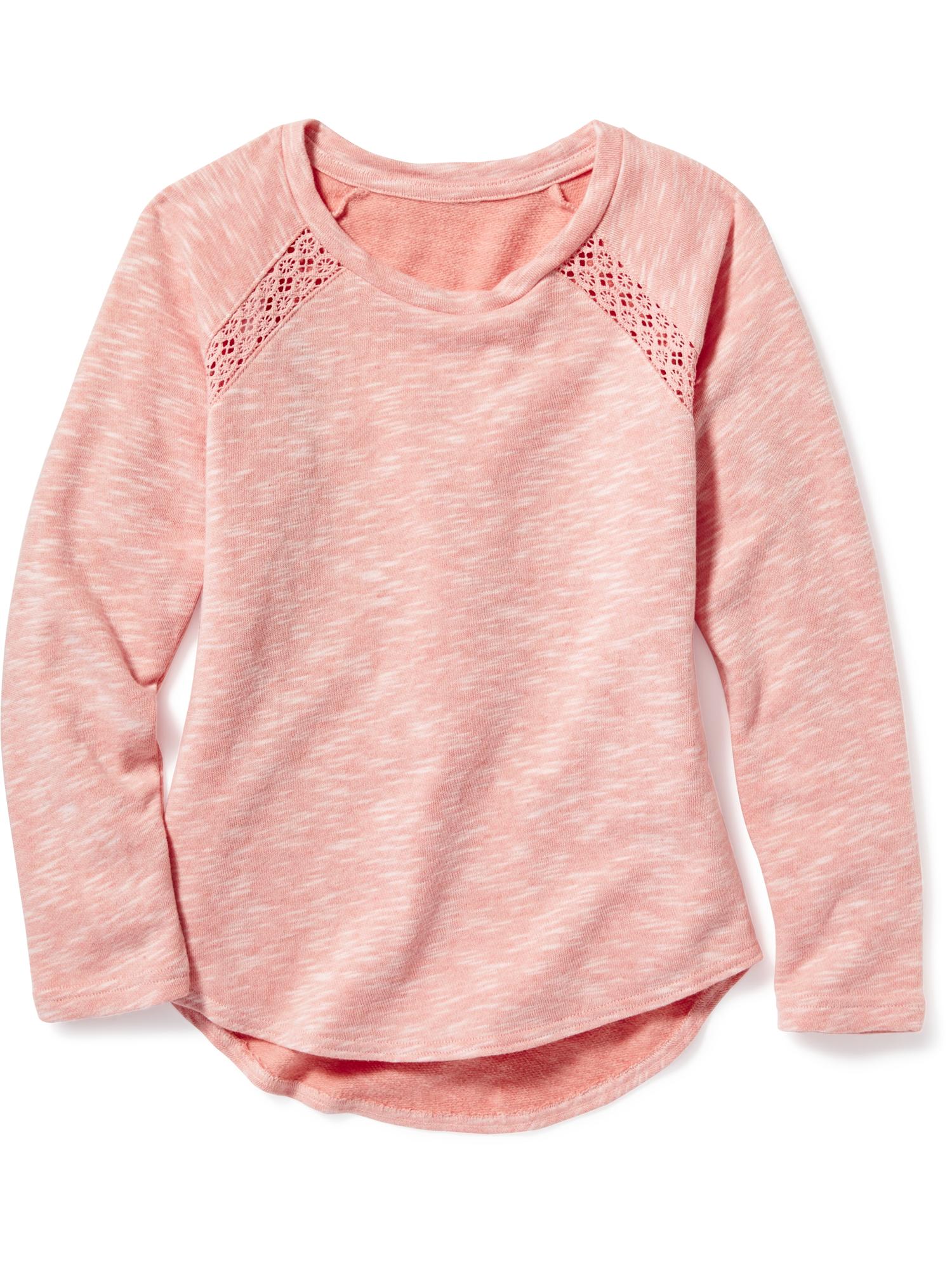 Lace-Trim Raglan-Sleeve Pullover for Girls | Old Navy
