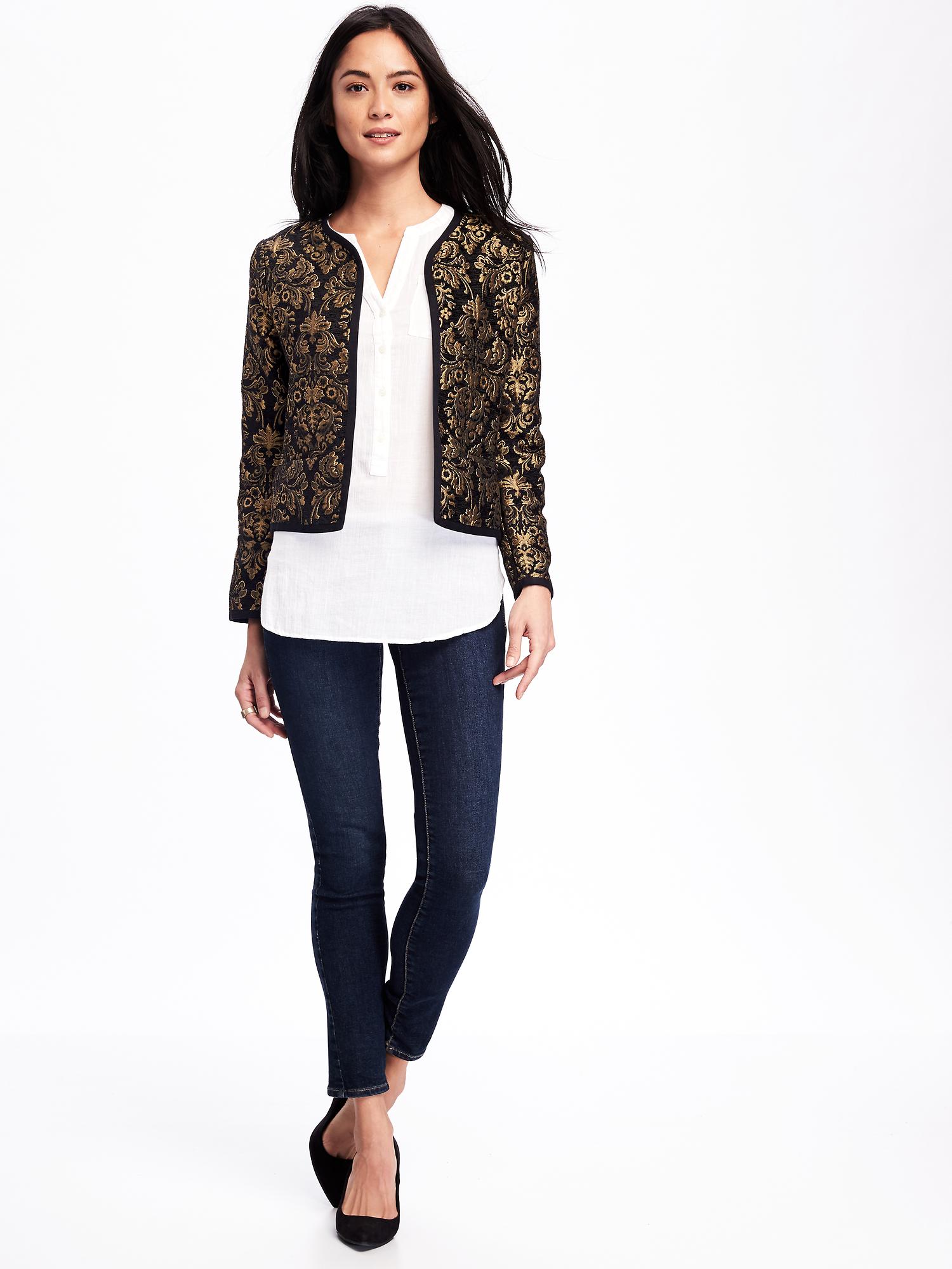 Jacquard Open-Front Jacket for Women | Old Navy