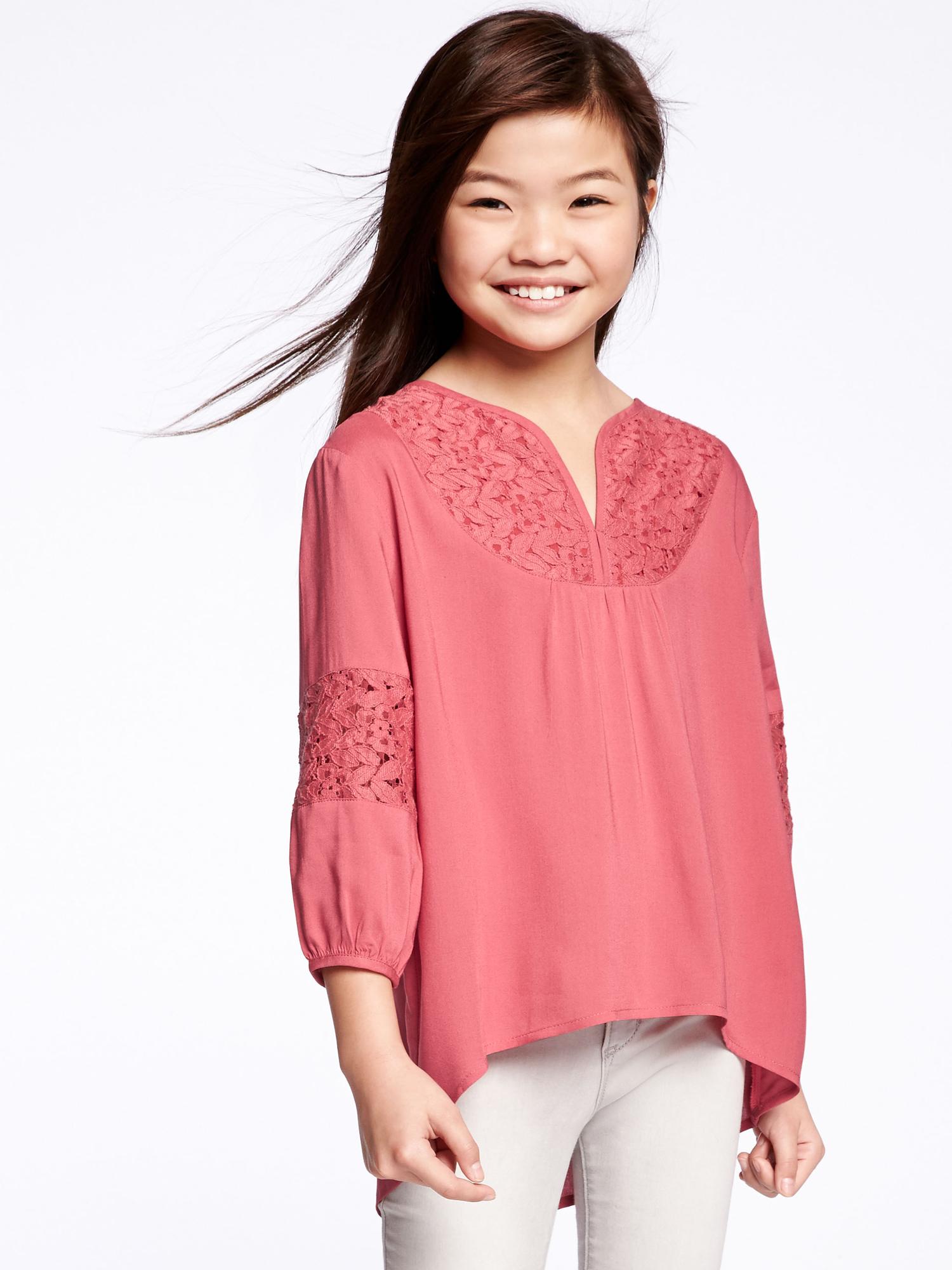 Hi-Lo Lace-Trim Top for Girls | Old Navy