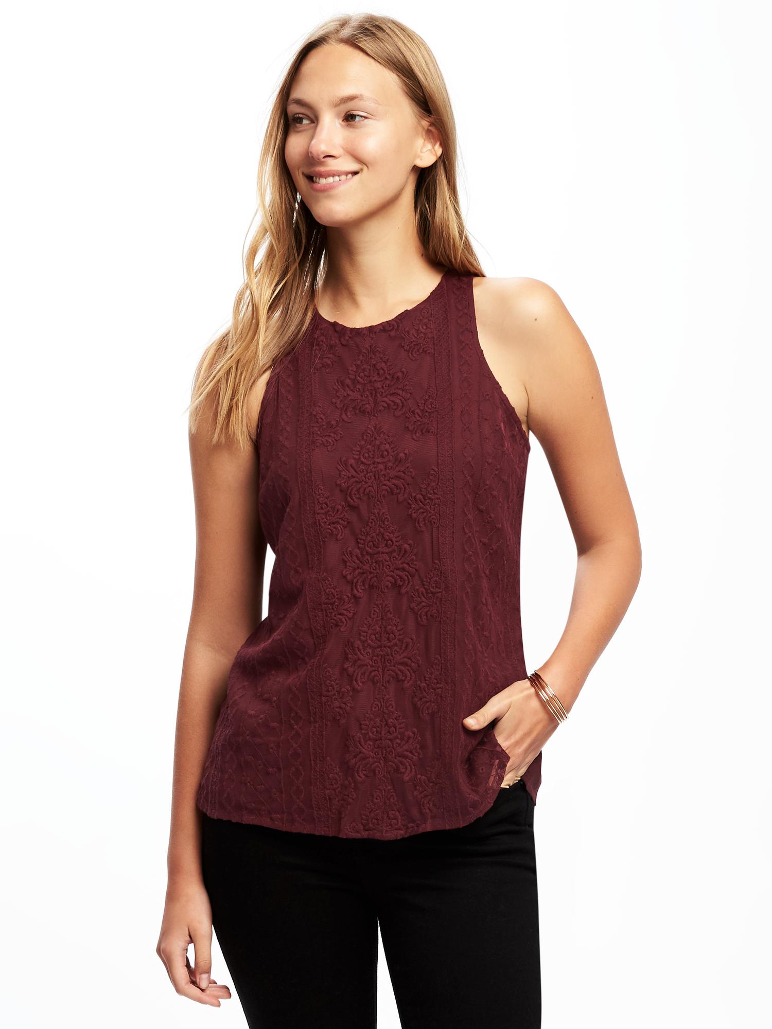 Embroidered-Mesh Tank for Women | Old Navy