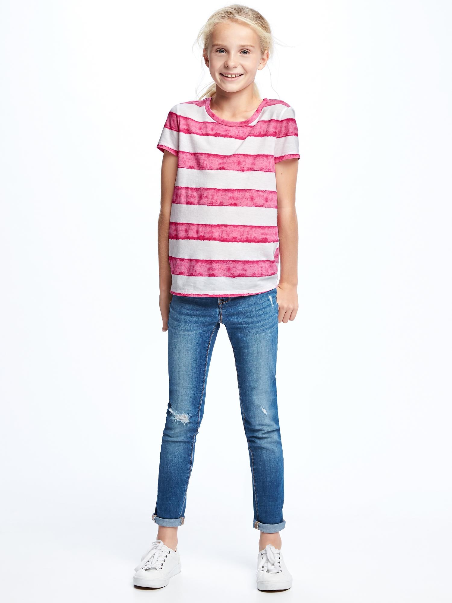 Relaxed Hi-Lo Scoop-Neck Tee for Girls | Old Navy