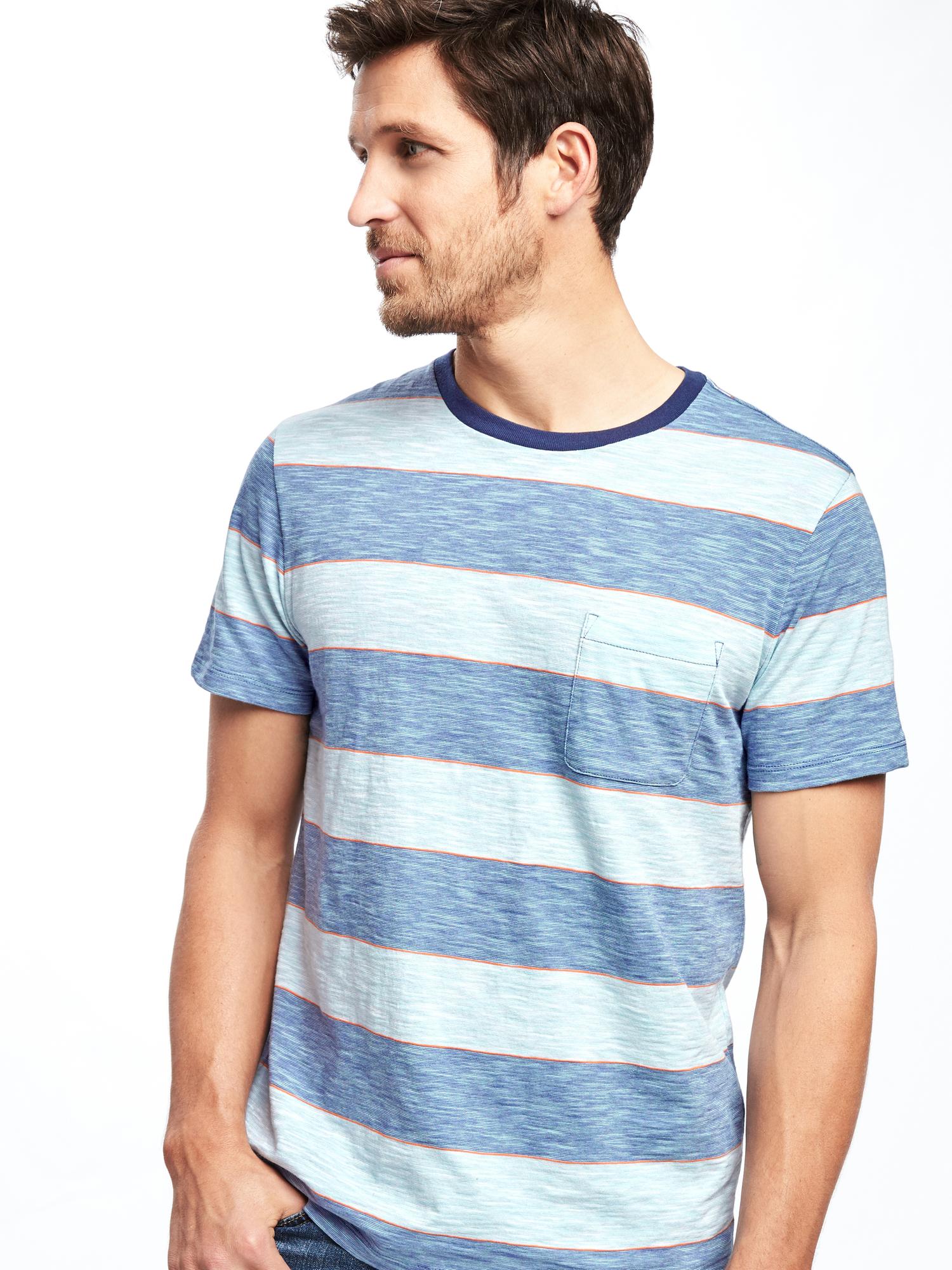 Striped Slub-Knit Pocket Tee for Men | Old Navy
