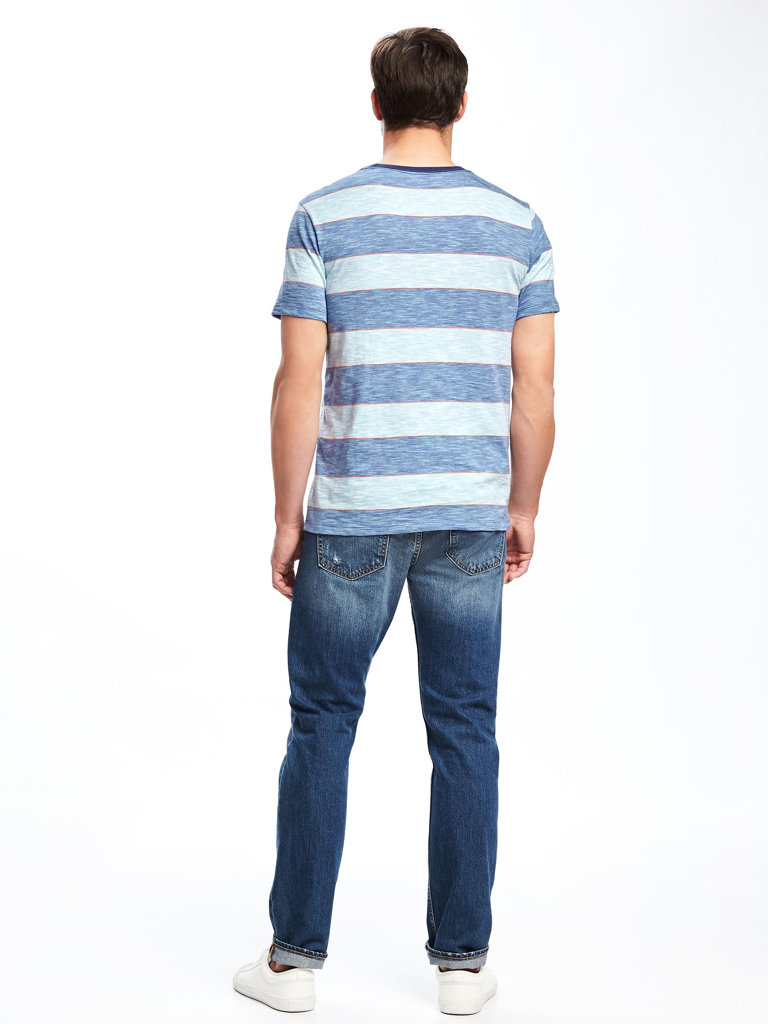Striped Slub-Knit Pocket Tee for Men | Old Navy