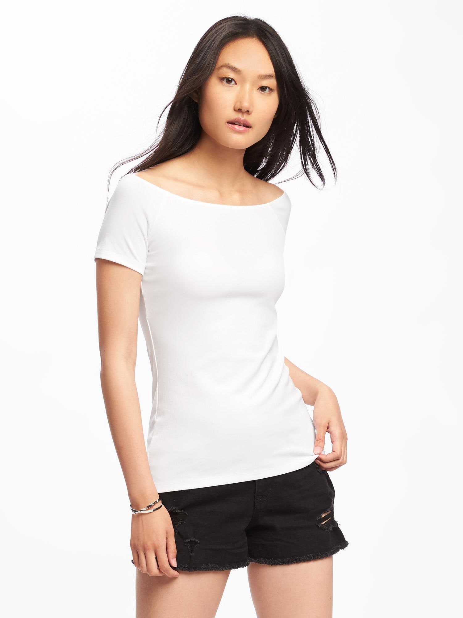 Semi-Fitted Off-the-Shoulder Top for Women | Old Navy