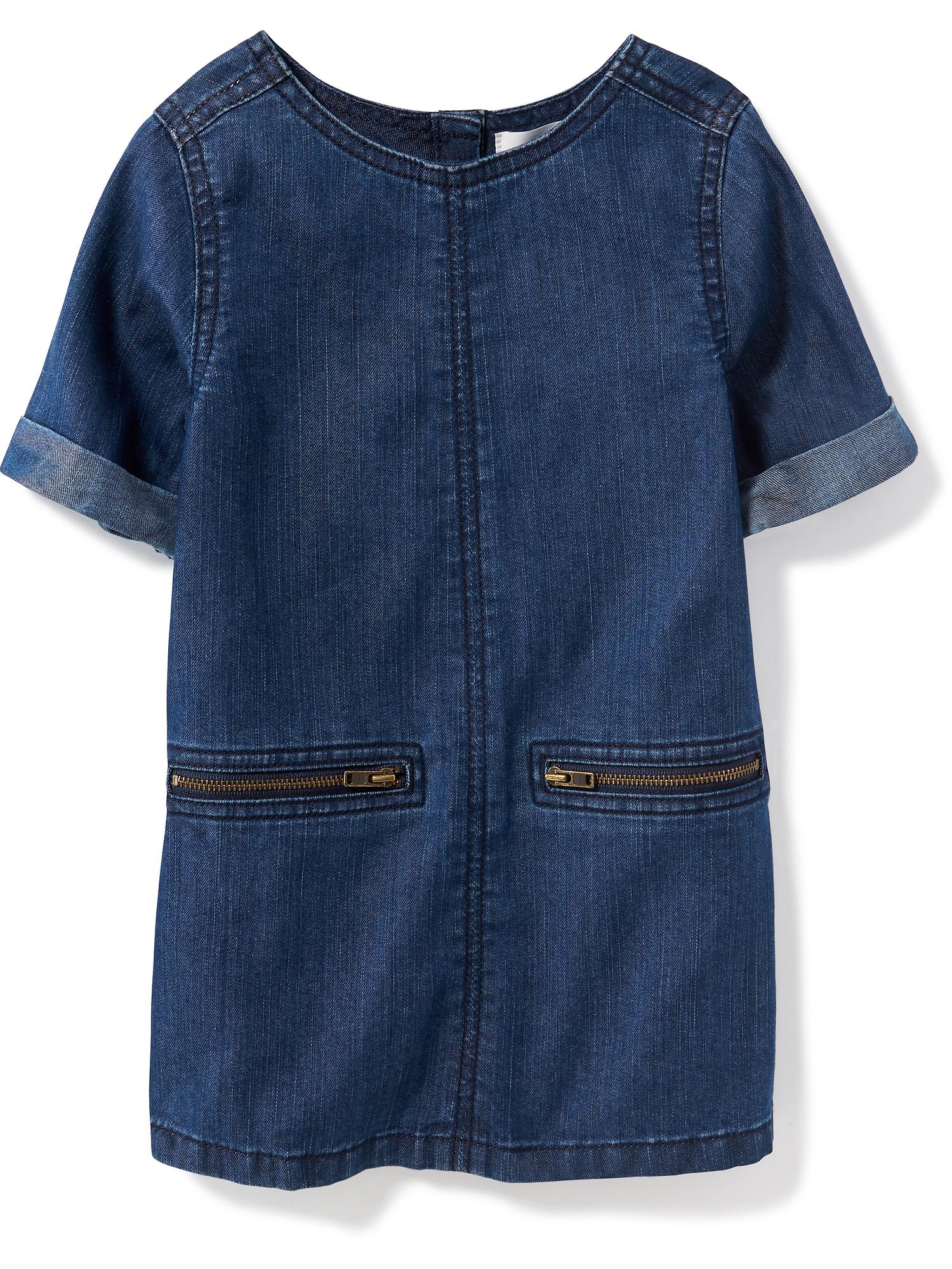 Denim Zip-Pocket Shift Dress for Toddler Girls | Old Navy