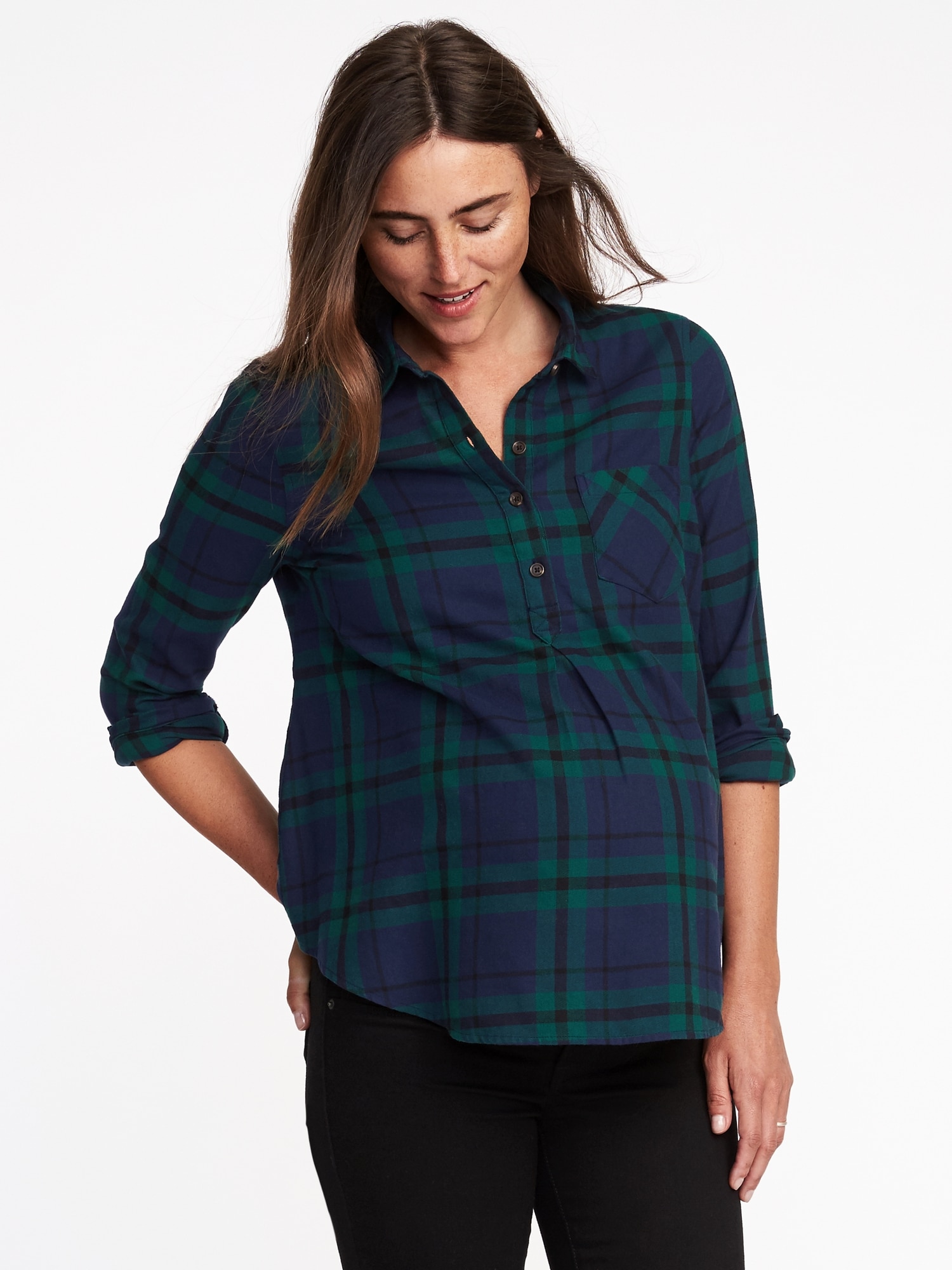 Maternity Classic Plaid Popover Shirt | Old Navy