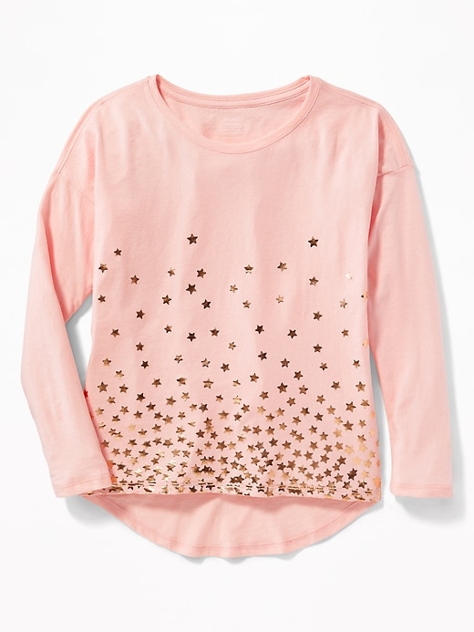 Relaxed Hi-Lo Scoop-Neck Tee for Girls | Old Navy