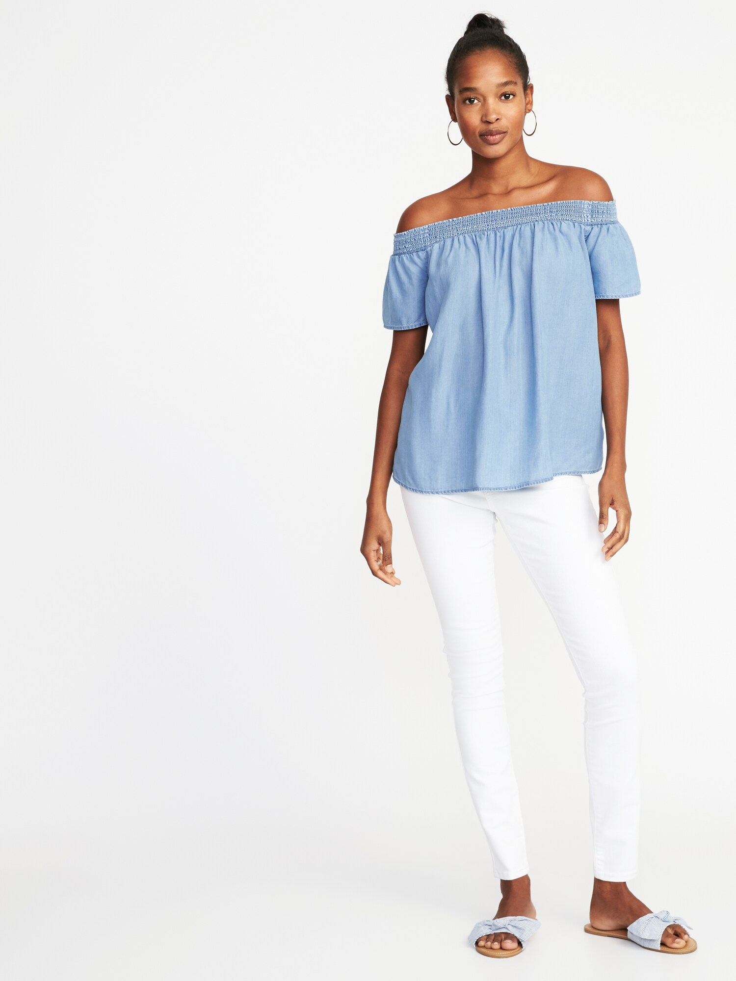 Relaxed Off-the-Shoulder Tencel® Top for Women | Old Navy