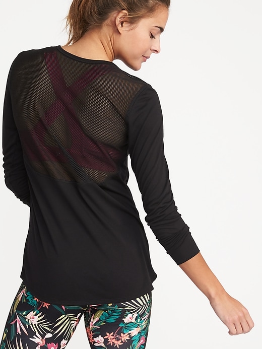 Relaxed Mesh-Back Top for Women | Old Navy