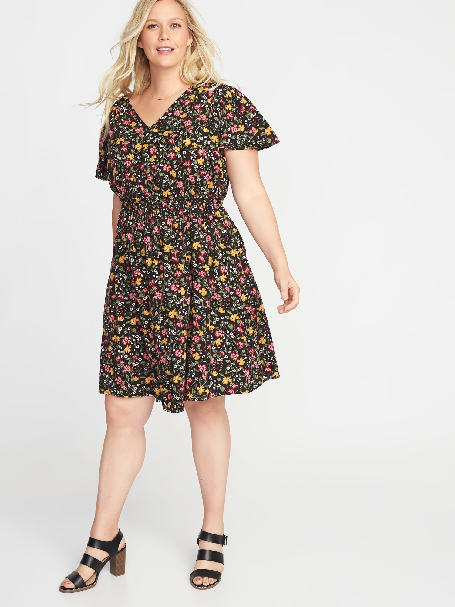 Waist-Defined Plus-Size V-Neck Dress | Old Navy