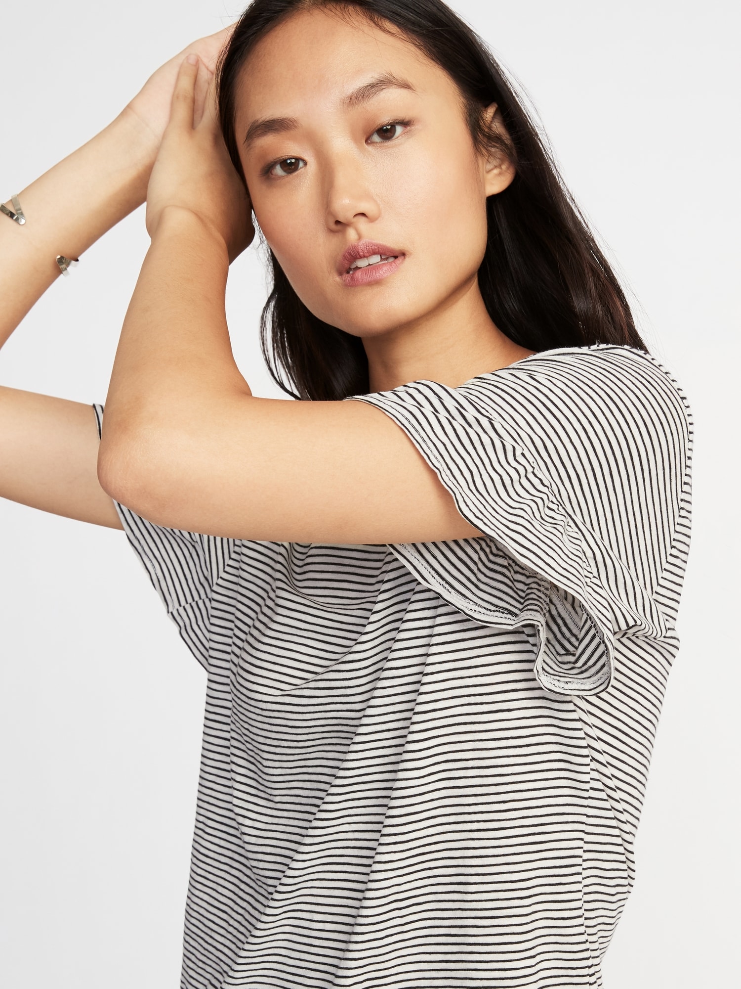 Ruffle-Sleeve Slub-Knit Top for Women | Old Navy
