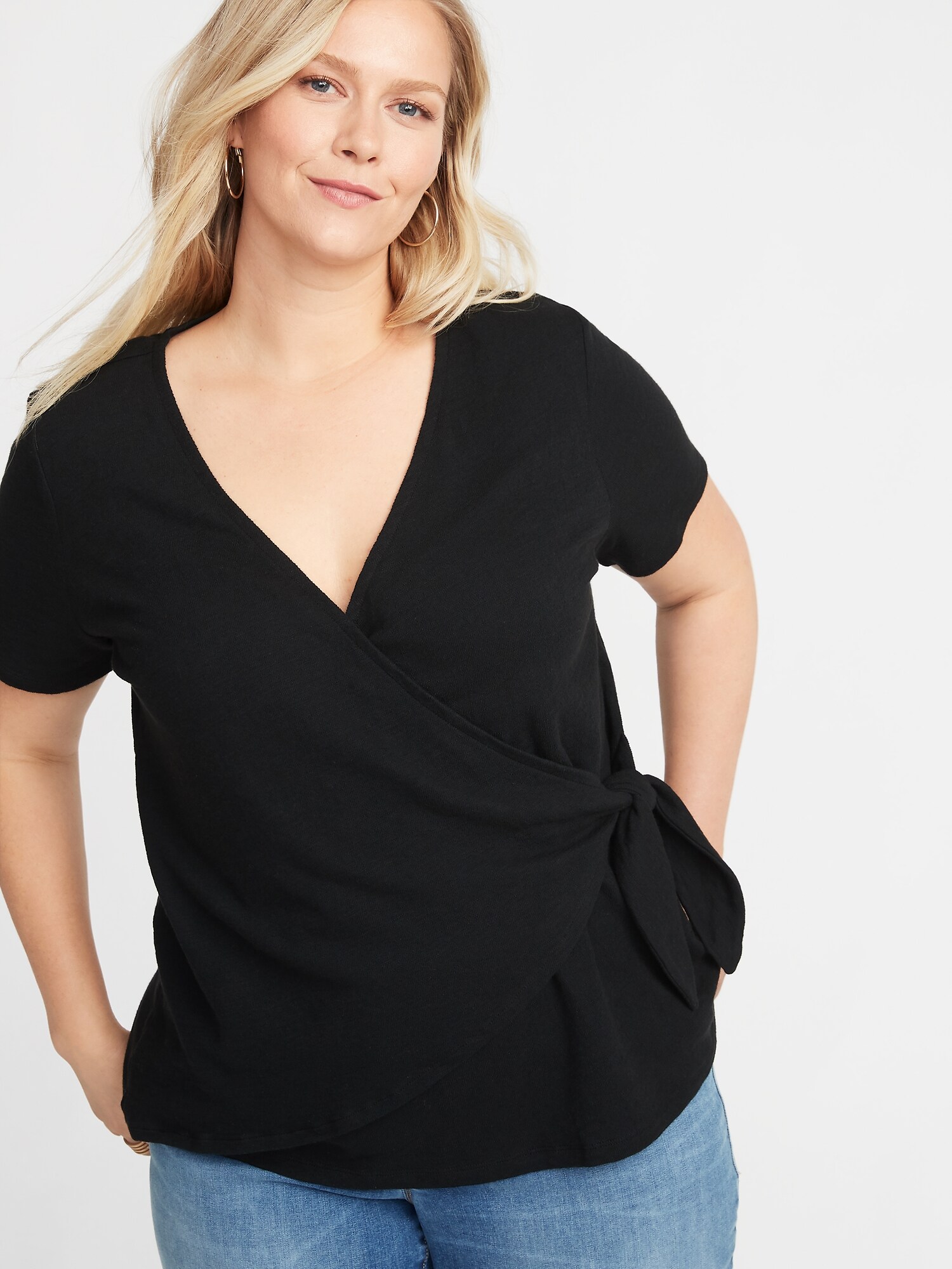 Wrap-Front Plus-Size Side-Tie Top | Old Navy