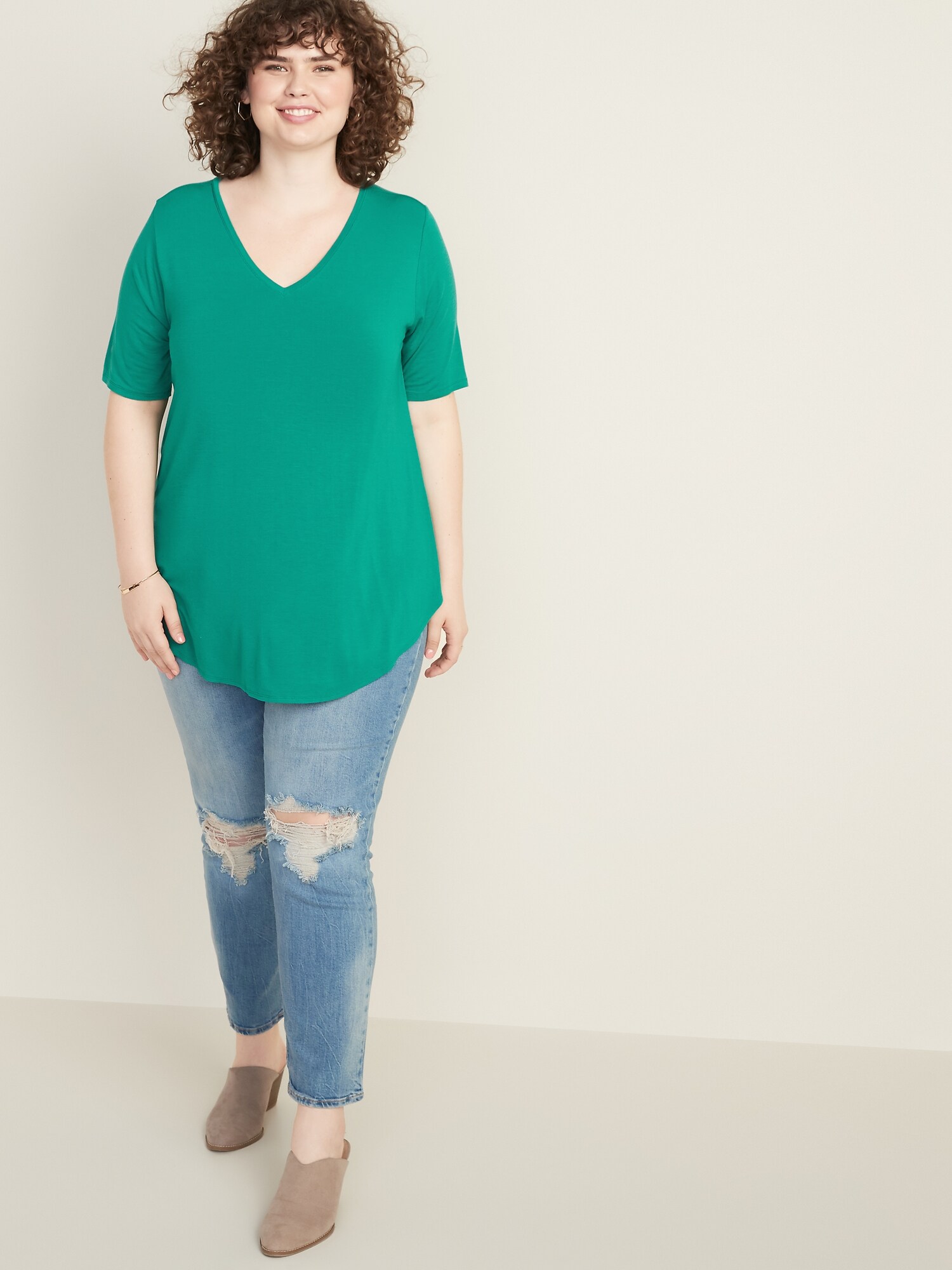 Luxe Plus-Size V-Neck Tunic Tee | Old Navy