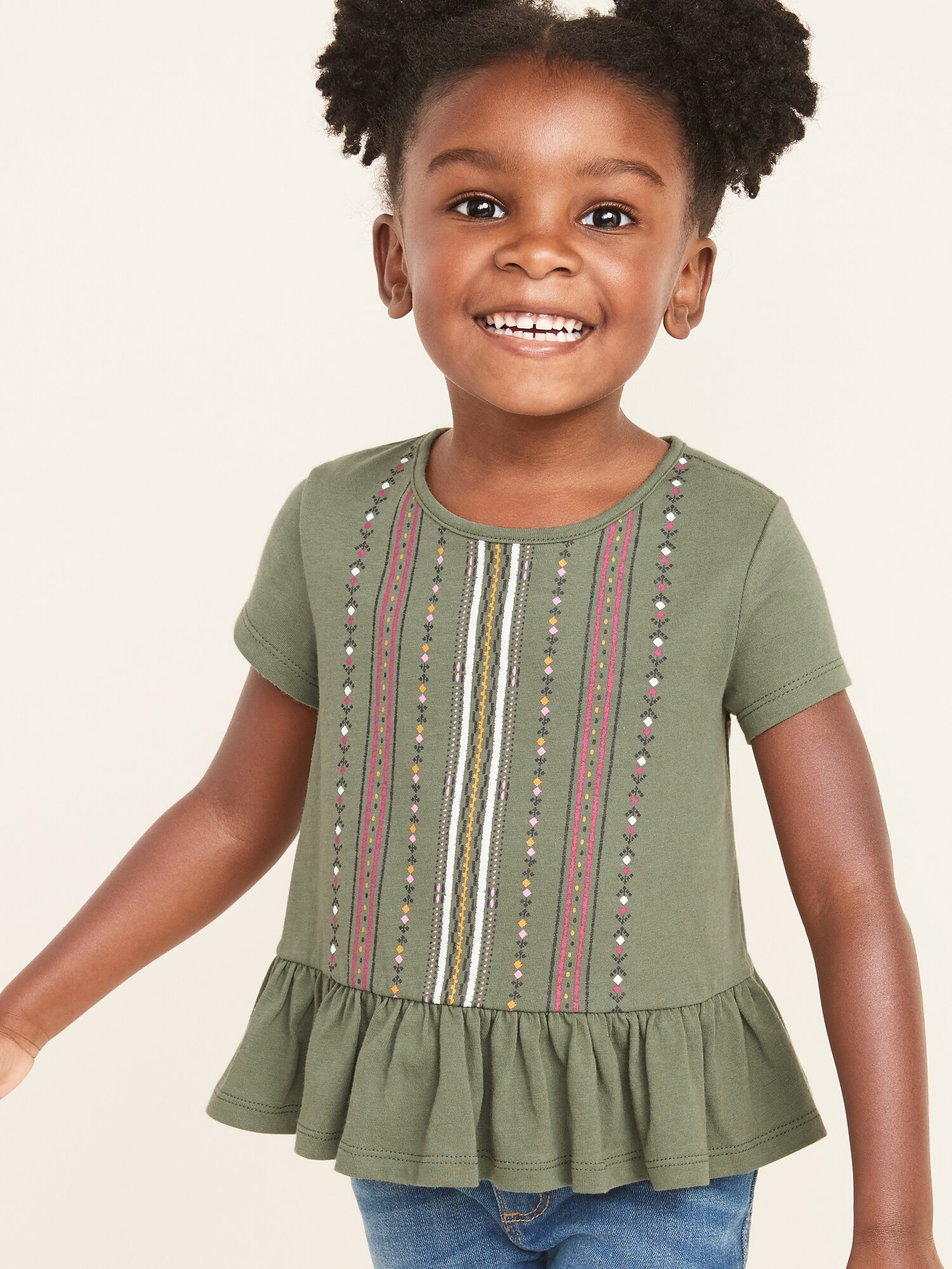 Patterned Peplum-Hem Jersey Top for Toddler Girls | Old Navy
