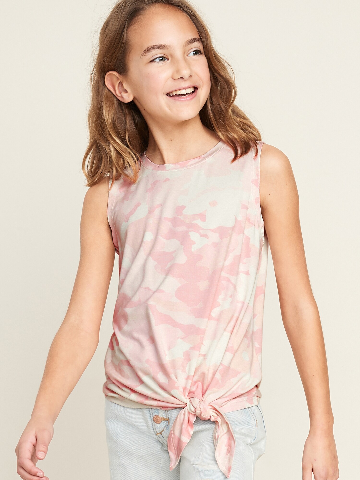 Luxe Tie-Hem Sleeveless Top for Girls | Old Navy