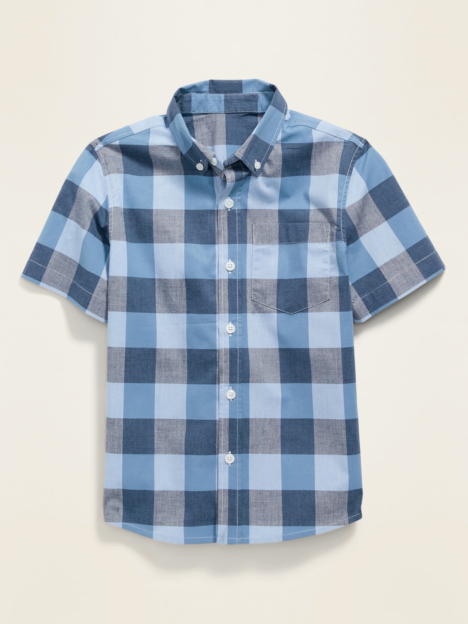 Plaid Built-In Flex Short-Sleeve Shirt For Boys | Old Navy