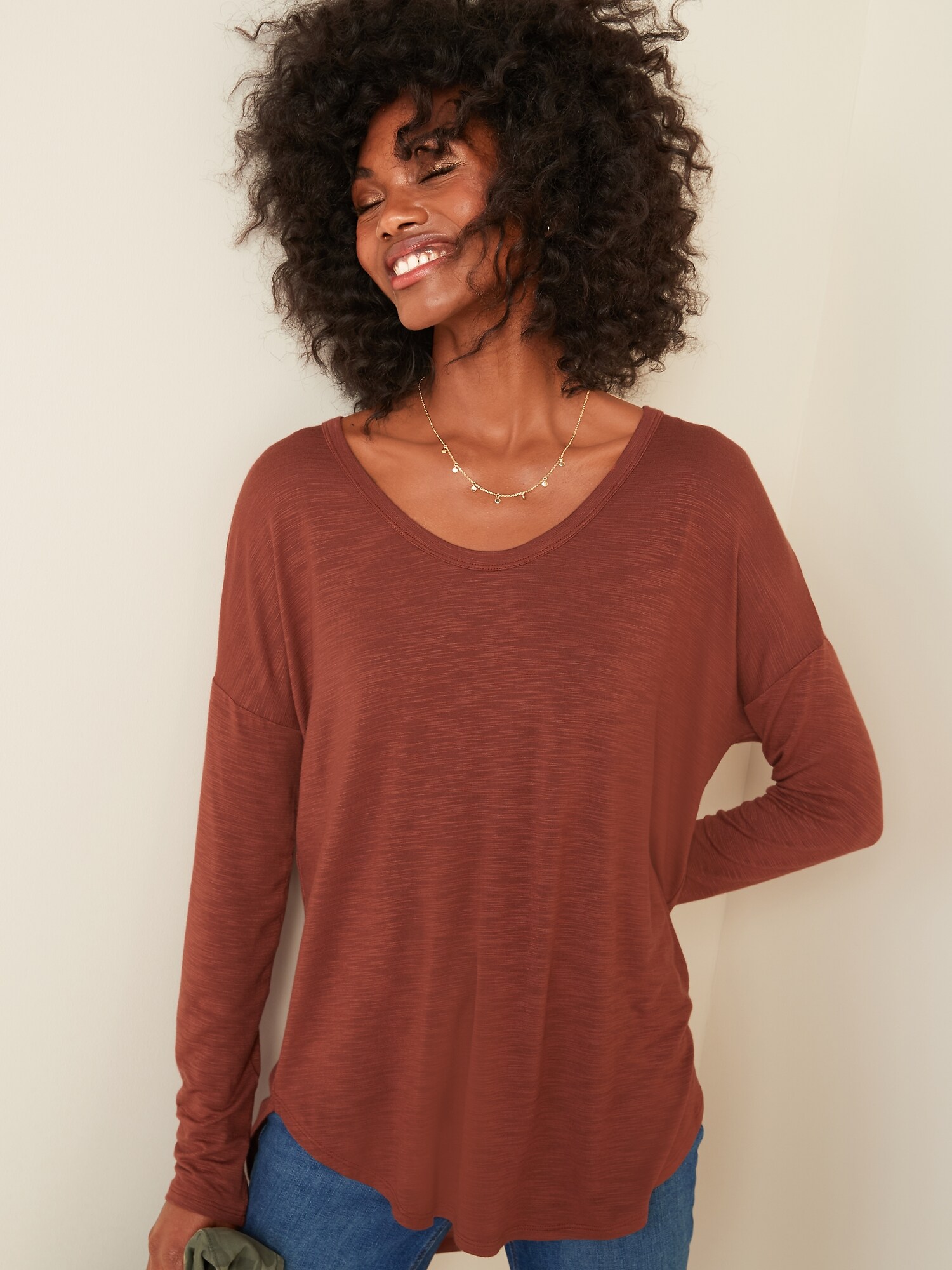 Loose Luxe Slub-Knit Tunic Tee | Old Navy