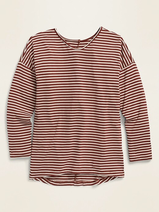 Old Navy Luxe Drop-Shoulder Striped Voop-Neck Top for Girls - 6083210120
