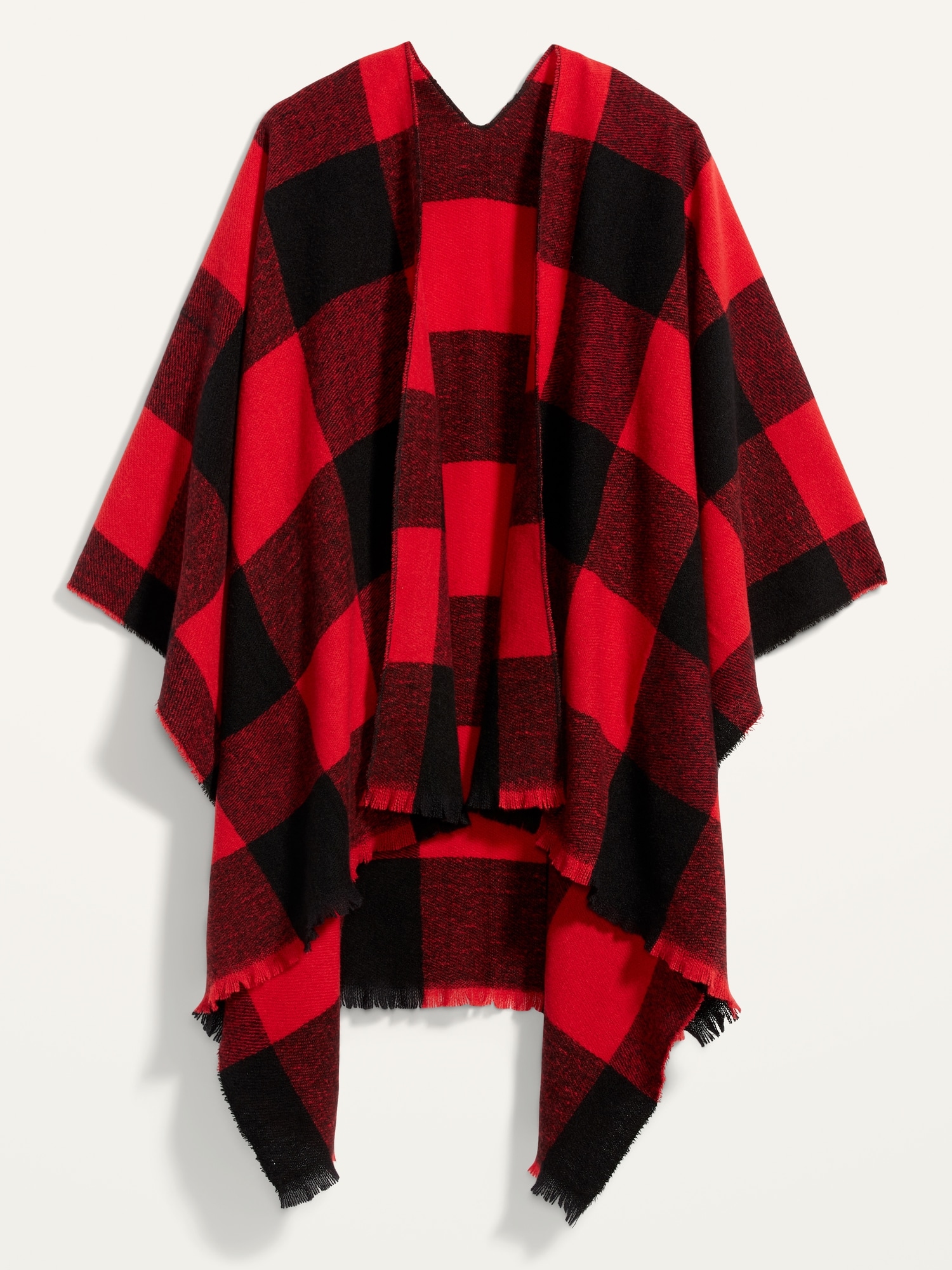 Cozy Flannel Open-Front Poncho For Women | Old Navy