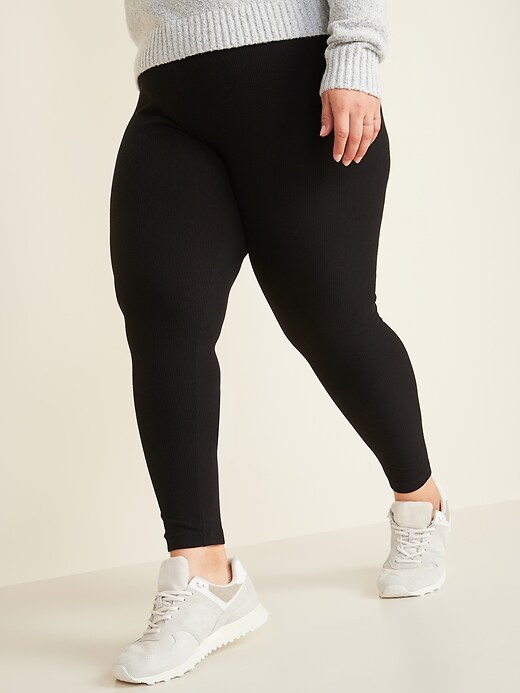 Old Navy - High-Waisted Rib-Knit Plus-Size Leggings