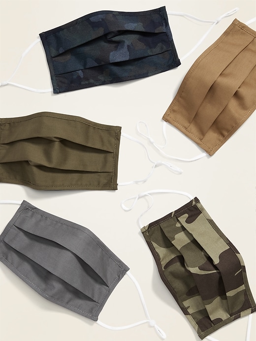 Variety 5-Pack of Triple-Layer Cloth Pleated Face Masks for Adults ...