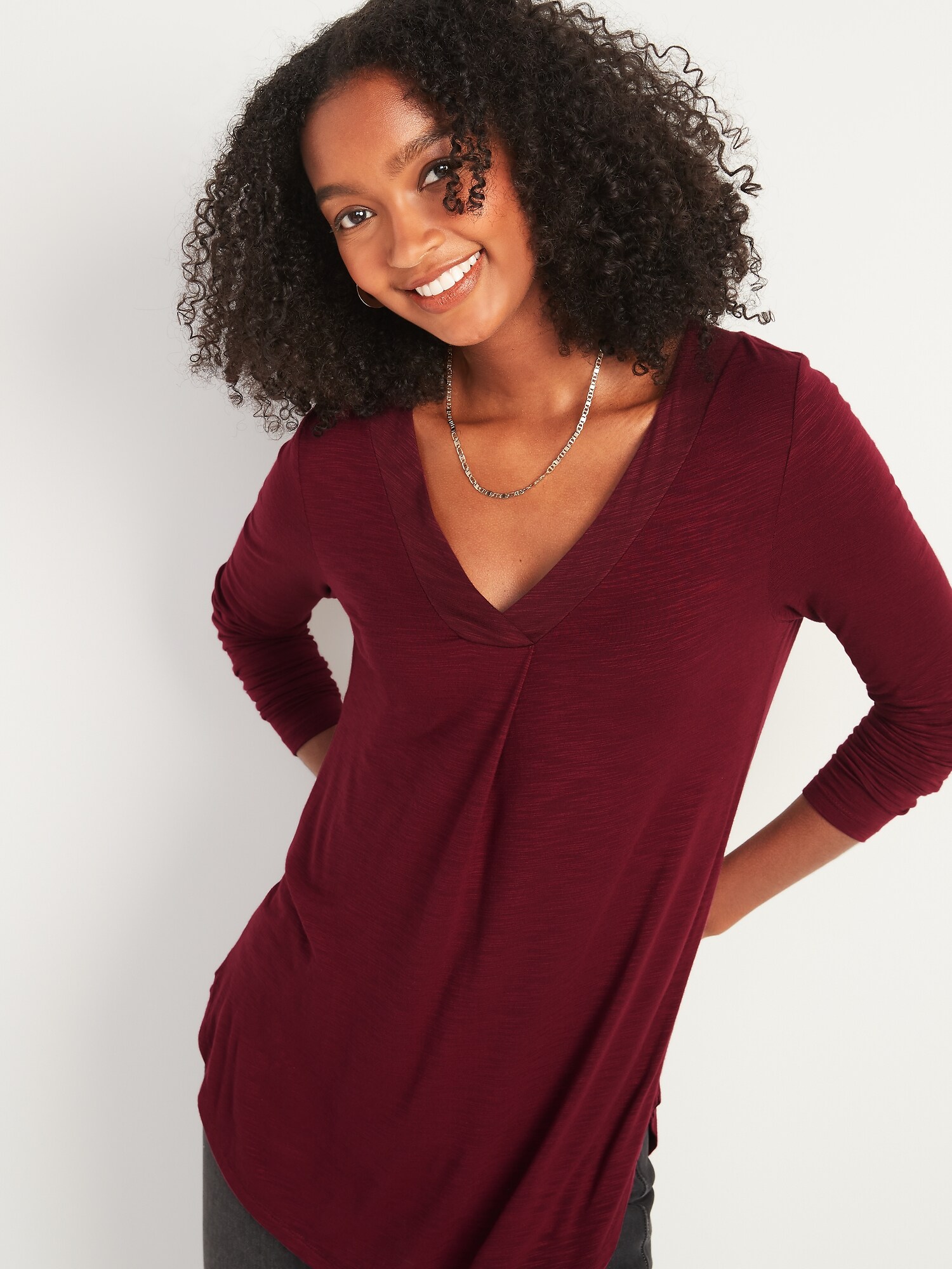 Luxe Slub-Knit Long-Sleeve Tunic Tee | Old Navy