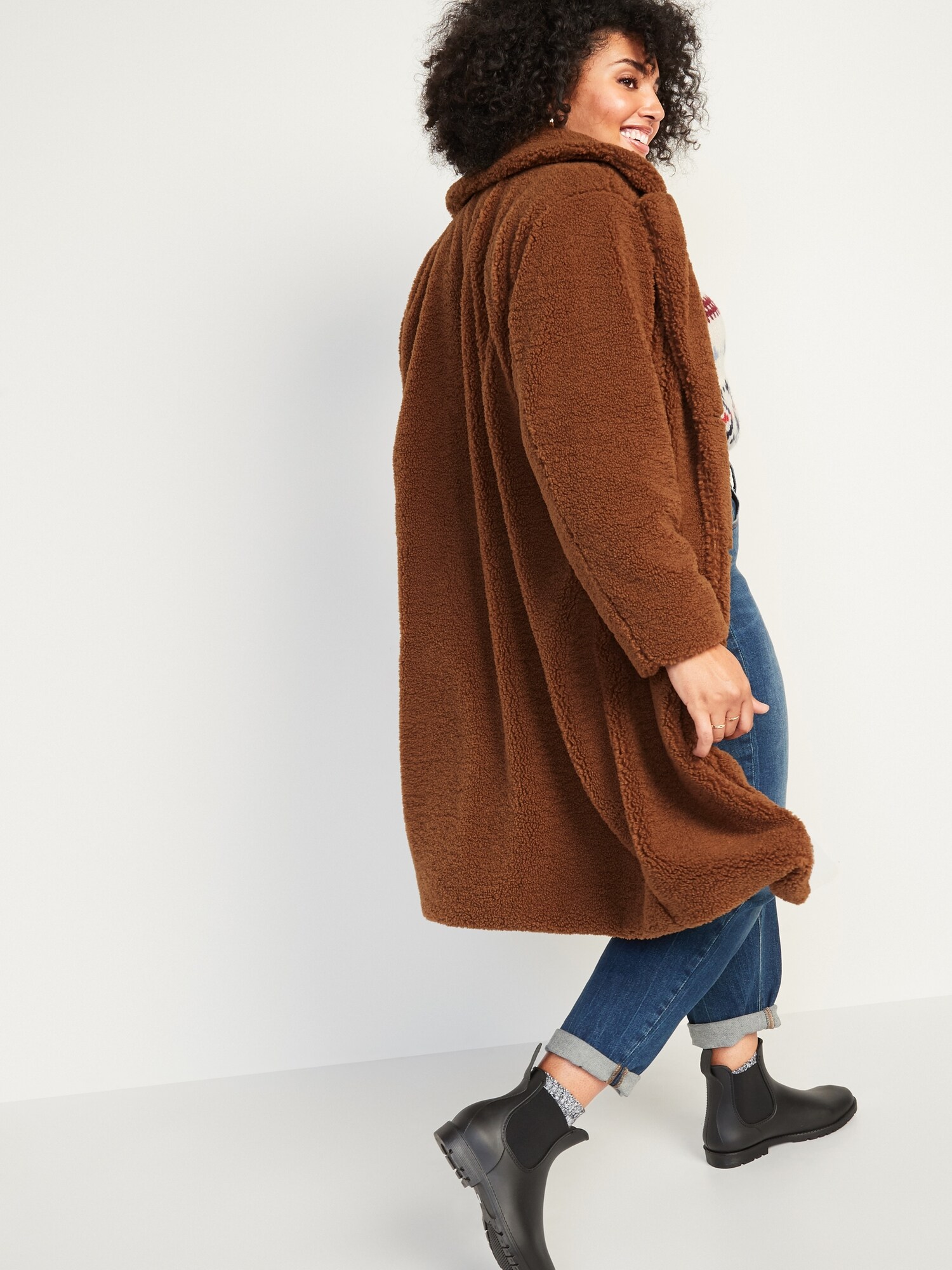Oversized Cozy Sherpa Plus-Size Overcoat | Old Navy