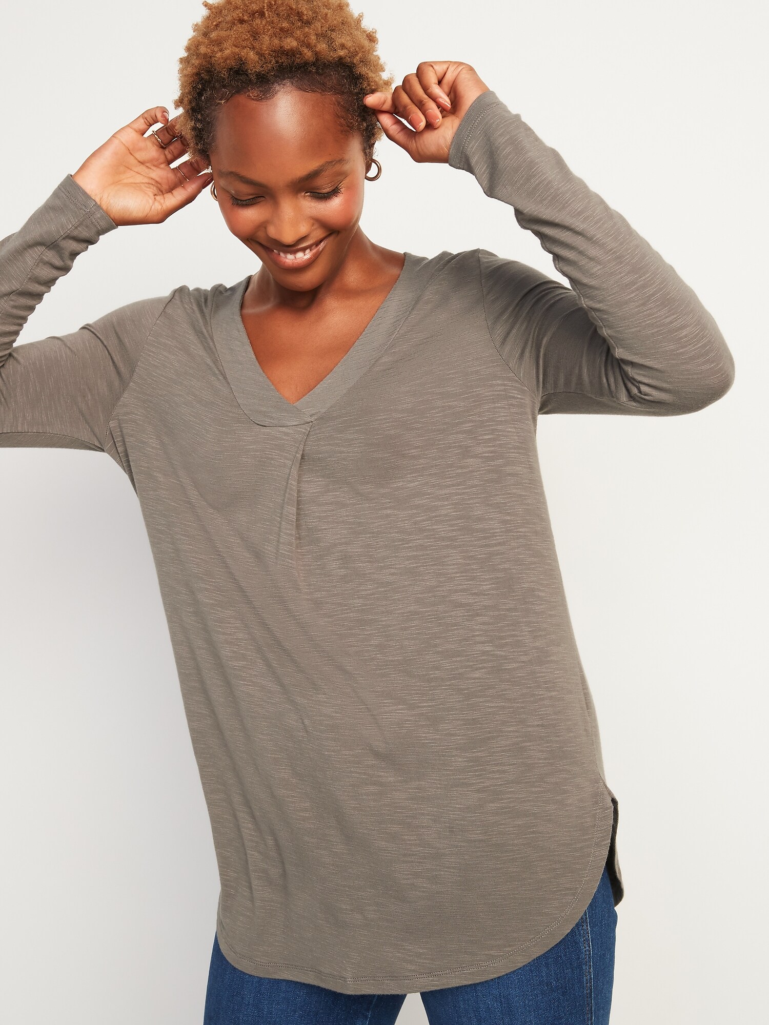 Luxe Slub-Knit Long-Sleeve Tunic Tee | Old Navy