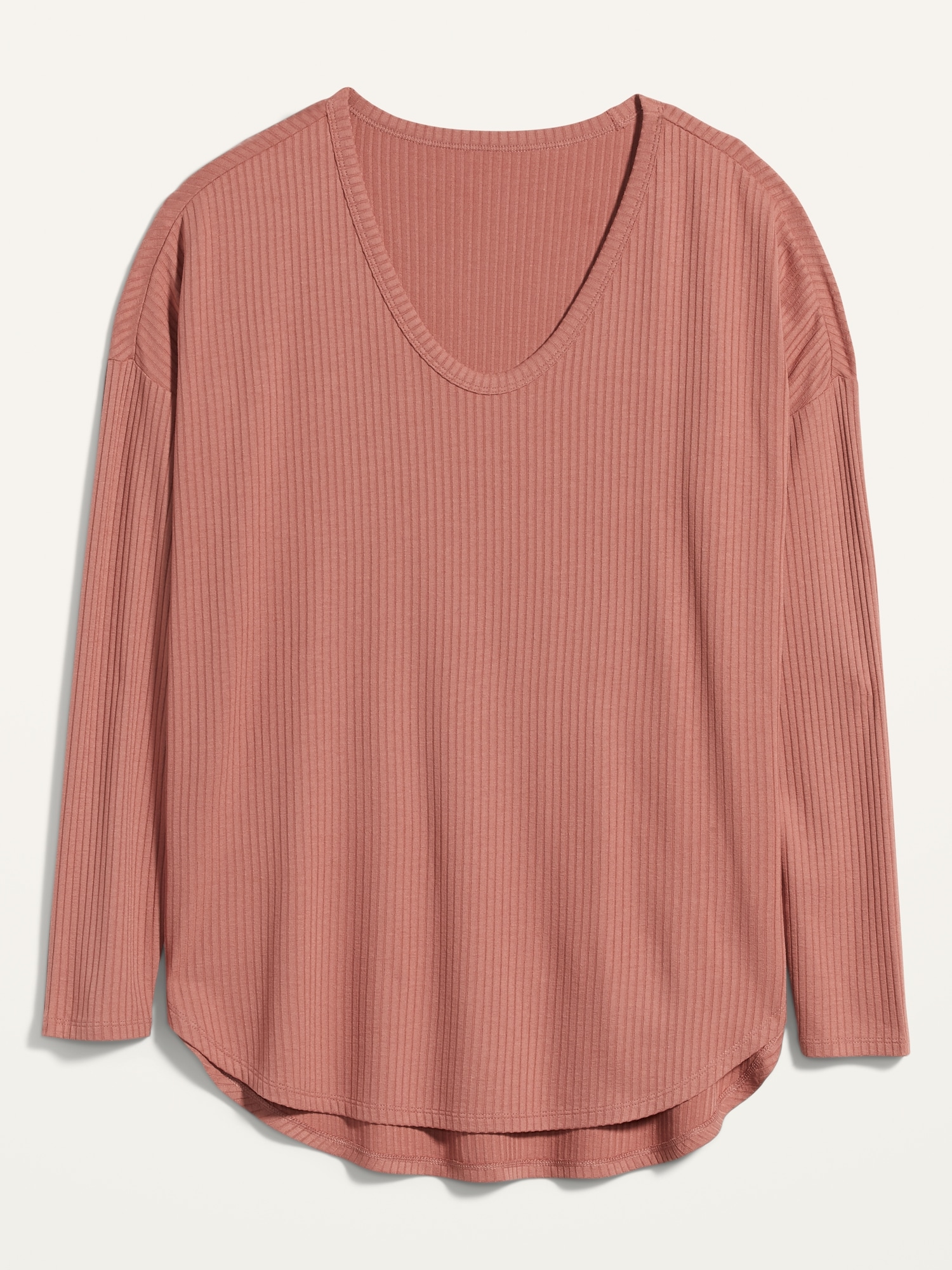 Loose Luxe Rib-Knit V-Neck Tunic Tee | Old Navy