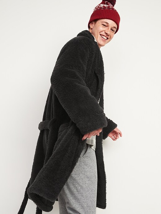 Cozy Sherpa Tie-Belt Robe for Men | Old Navy