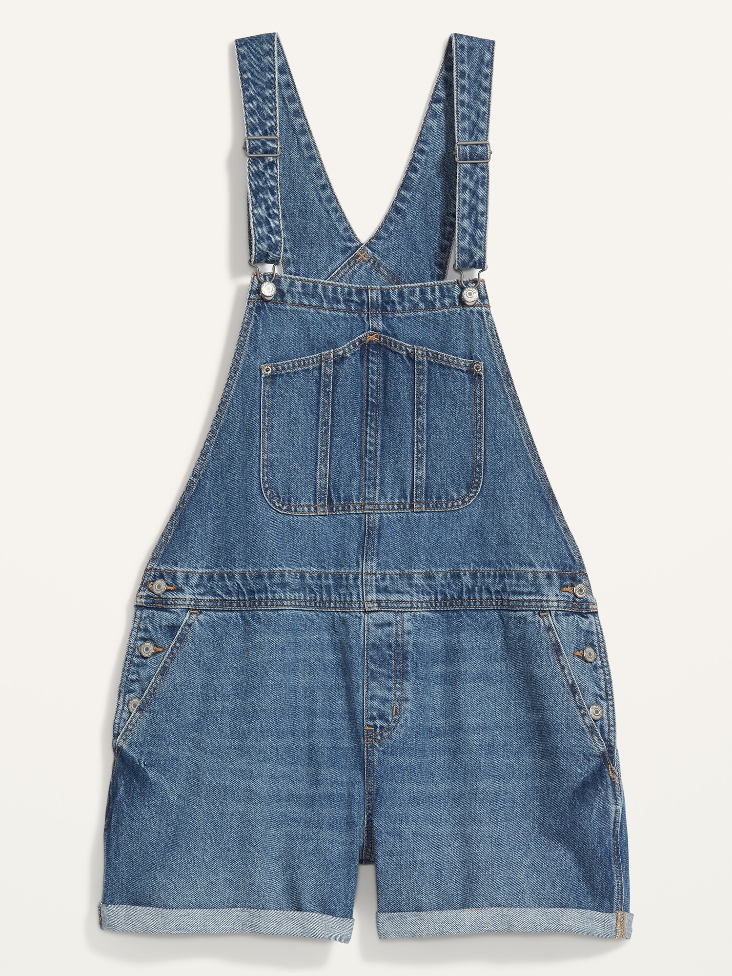 Slouchy Straight Plus-Size Jean Shortalls -- 4-inch inseam | Old Navy