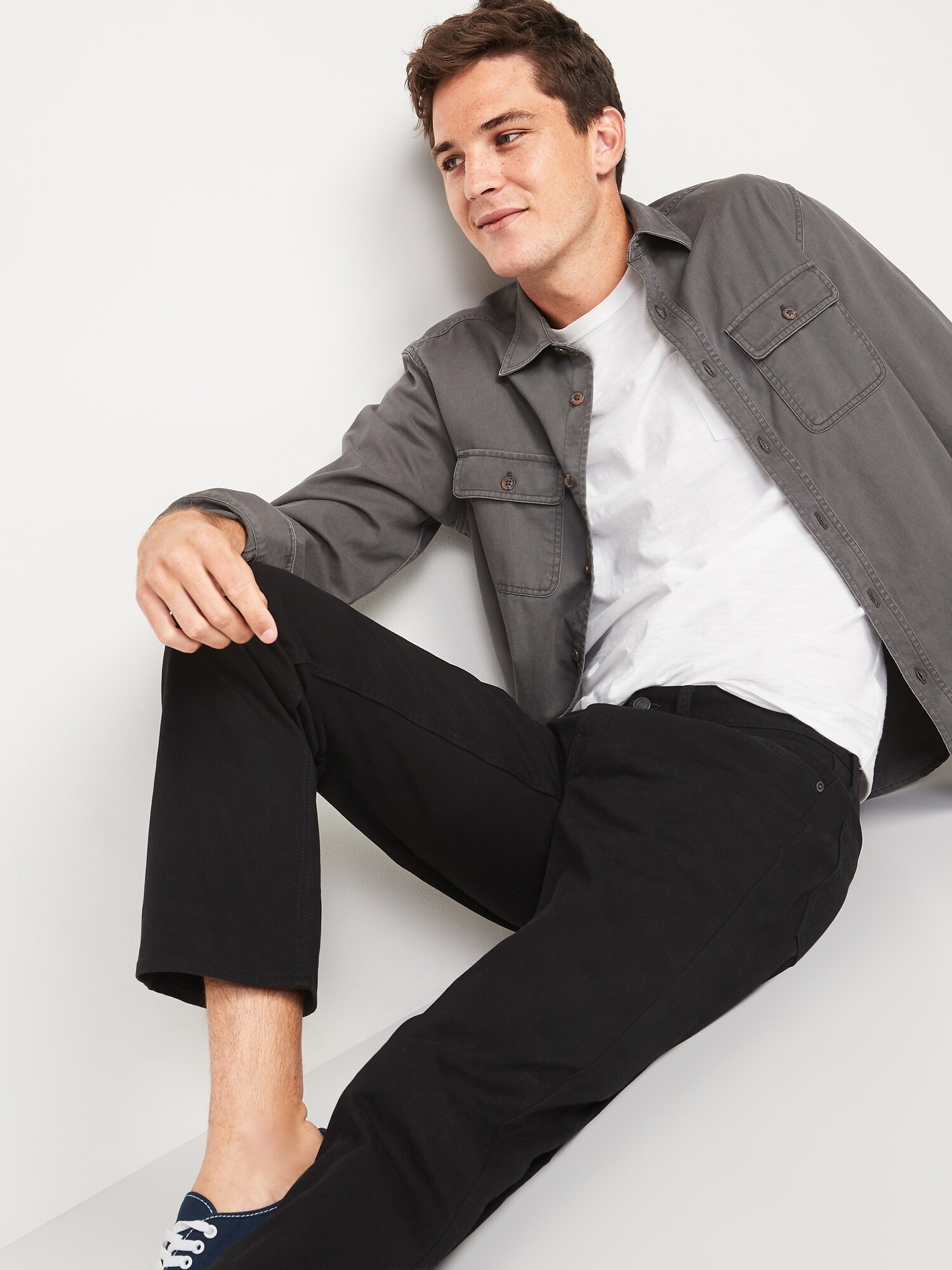 Loose Rigid Non Stretch Black Jeans For Men Old Navy
