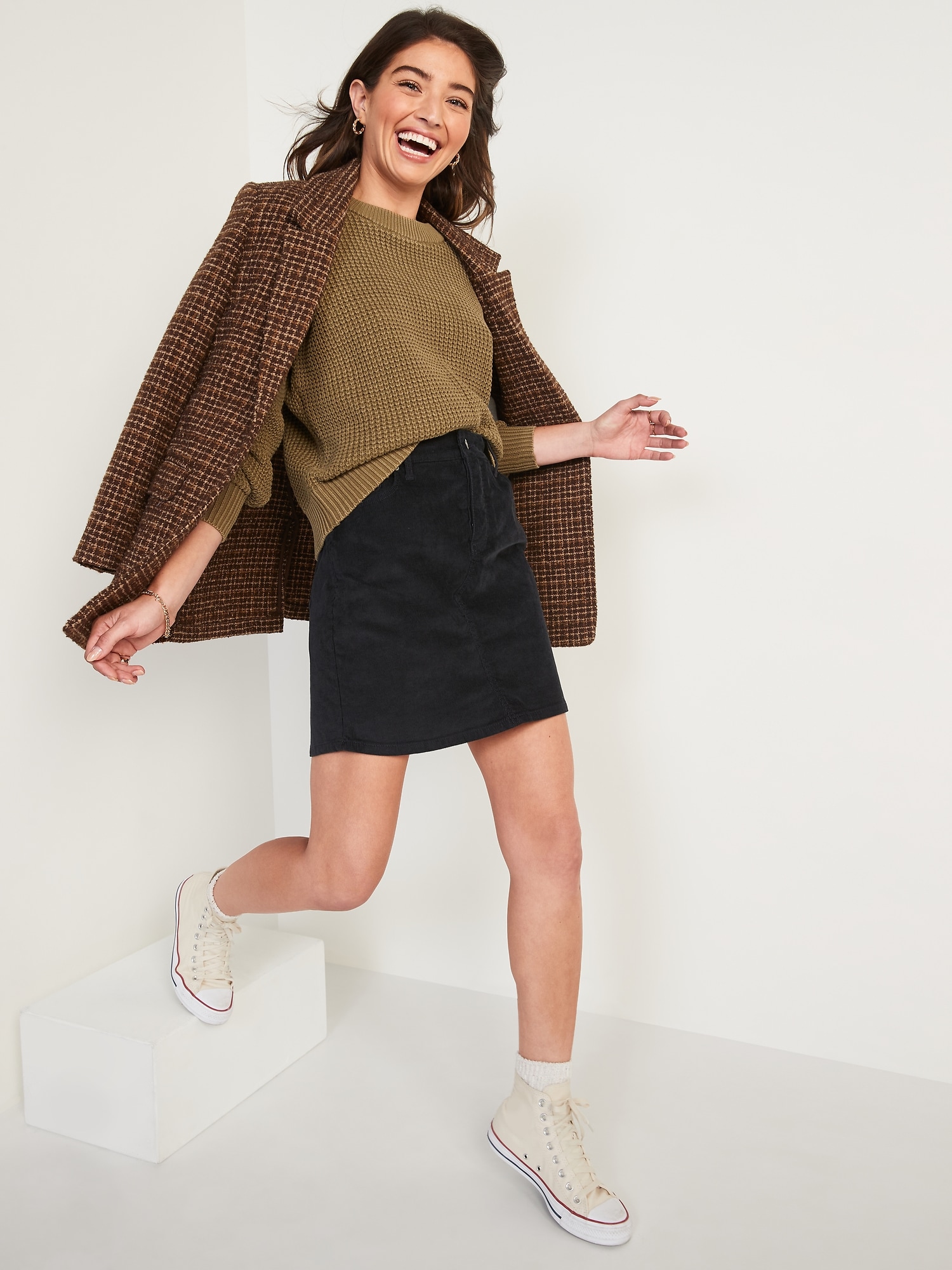 High-Waisted Button-Fly Corduroy Mini Skirt for Women | Old Navy