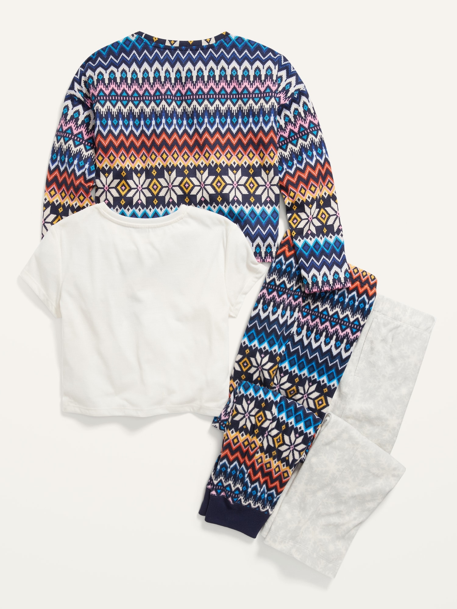 Cozy 4-Piece Micro Fleece Printed Pajama Set for Girls | Old Navy