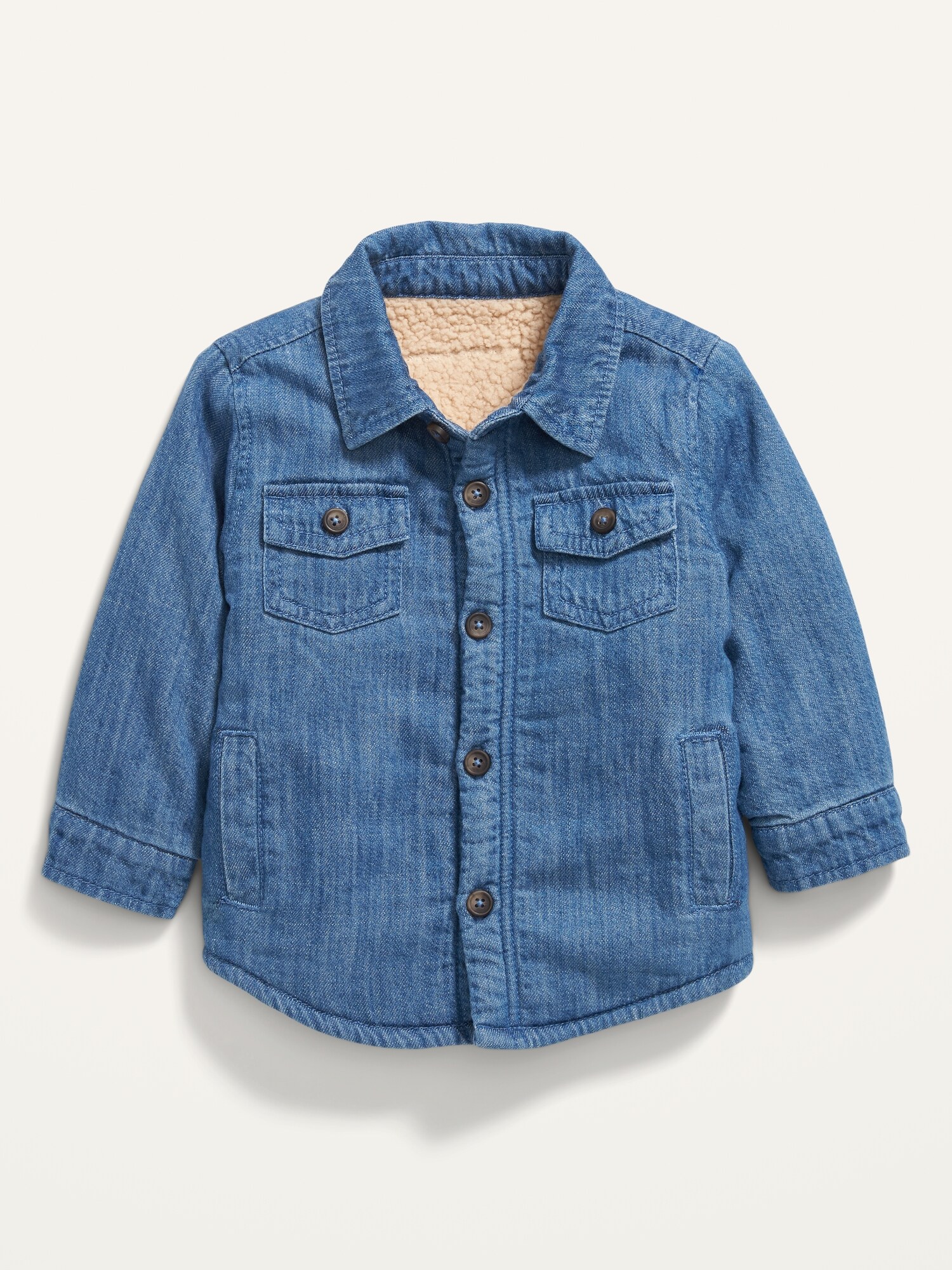 Unisex Chambray Sherpa-Lined Shacket for Baby | Old Navy