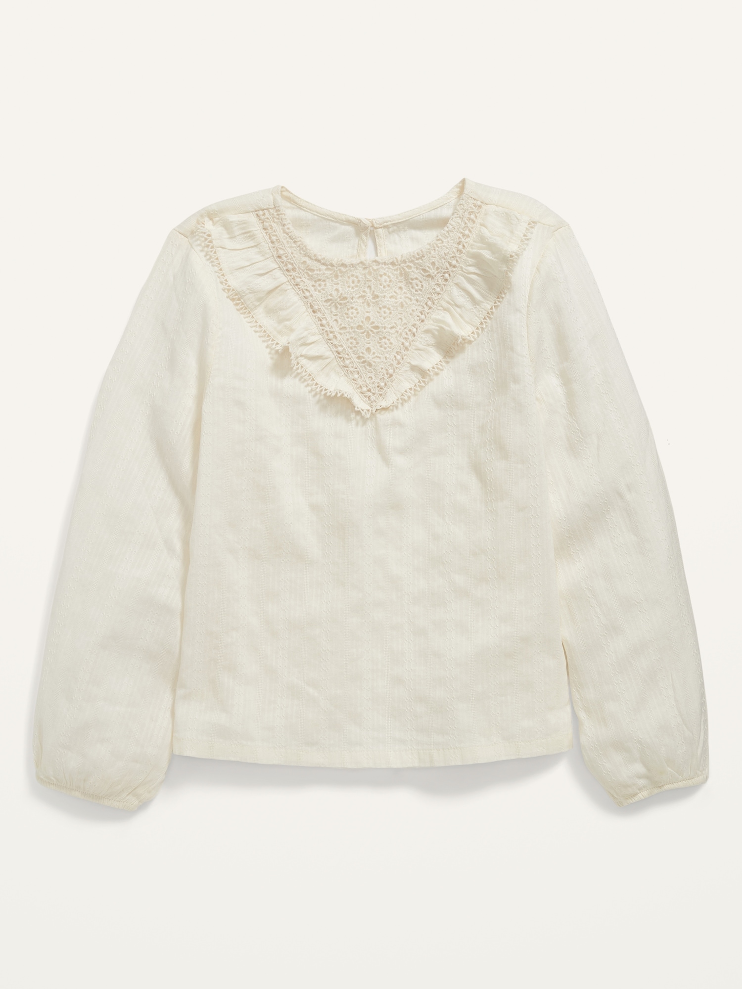 Textured Dobby Long-Sleeve Ruffle Top for Girls | Old Navy