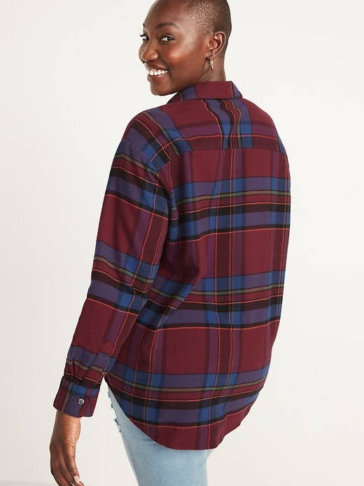 Oversized Plaid Flannel Boyfriend Tunic Shirt for Women | Old Navy