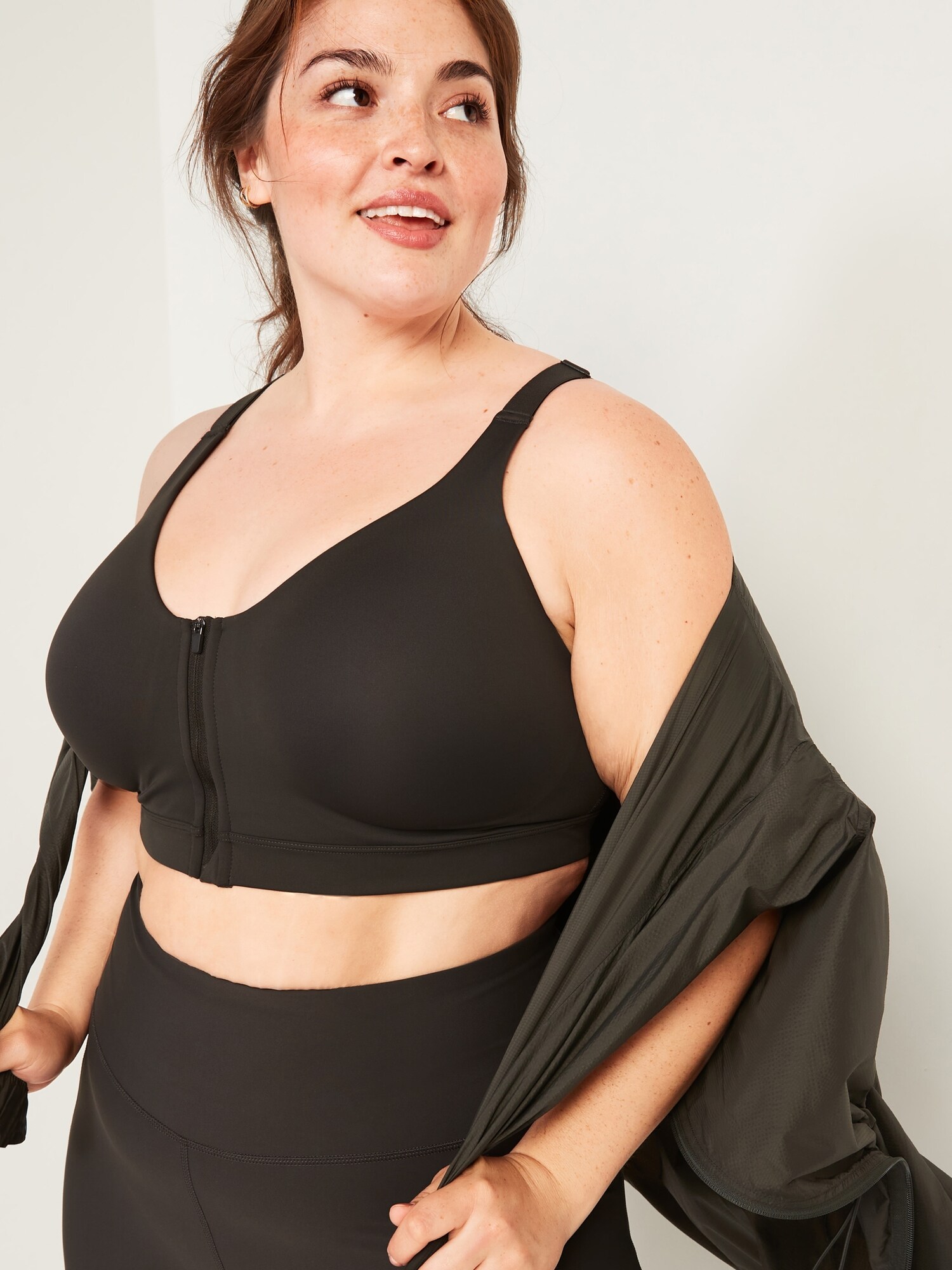 High Support PowerSoft Zip Front Sports Bra 38DDD 48D Old Navy High Support PowerSoft Zip Front Sports Bra 38DDD 48D Old Navy