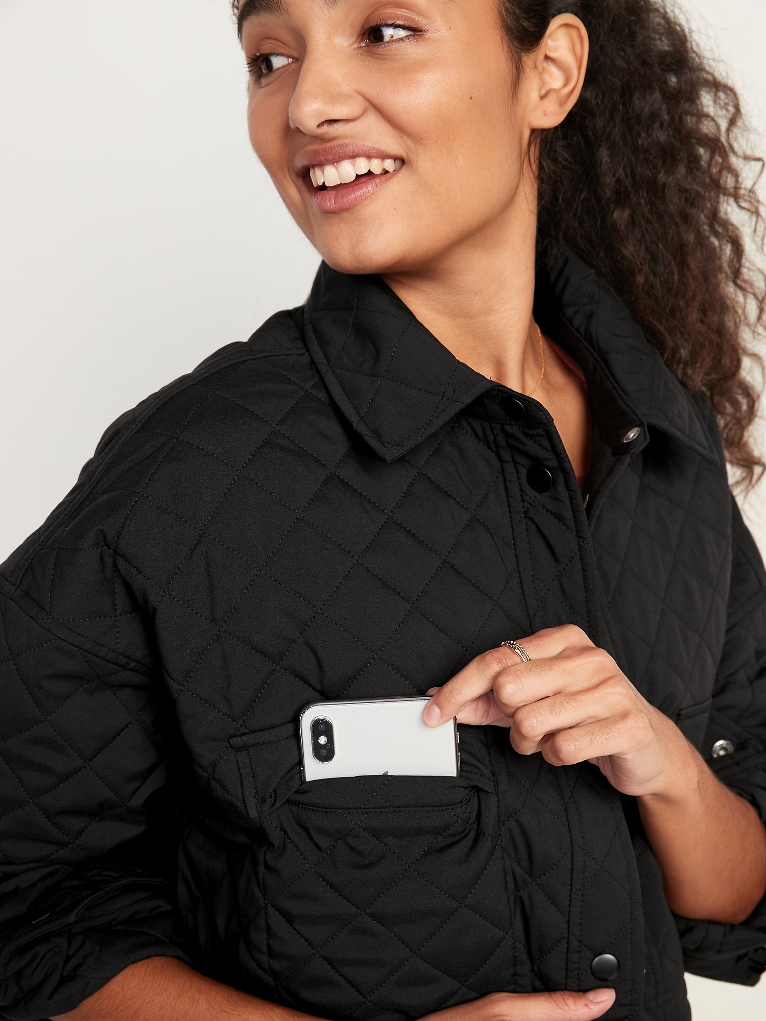 StretchTech Oversized Quilted Shacket | Old Navy