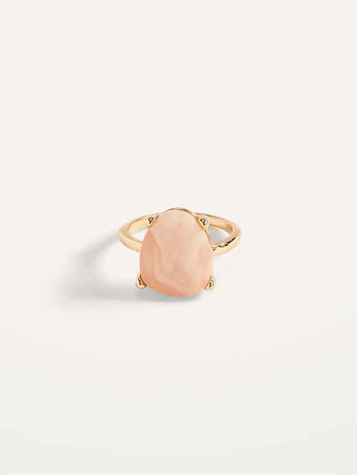 Gold-Toned Metal Pink-Stone Ring for Women | Old Navy
