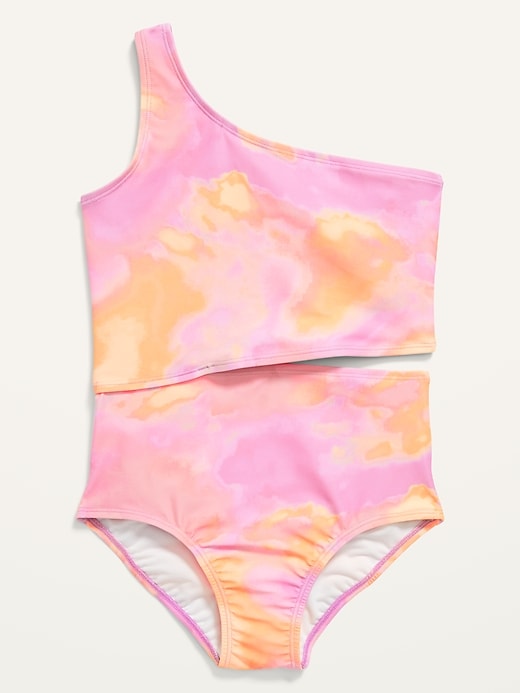 Old Navy - Patterned One-Shoulder Side-Cutout One-Piece Swimsuit for Girls