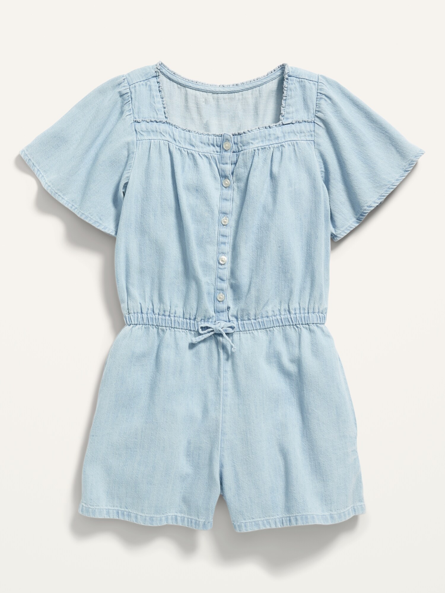 Short-Sleeve Button-Front Jean Romper for Girls | Old Navy