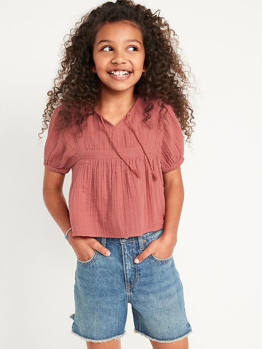 Puff-Sleeve Double-Weave Swing Top for Girls | Old Navy