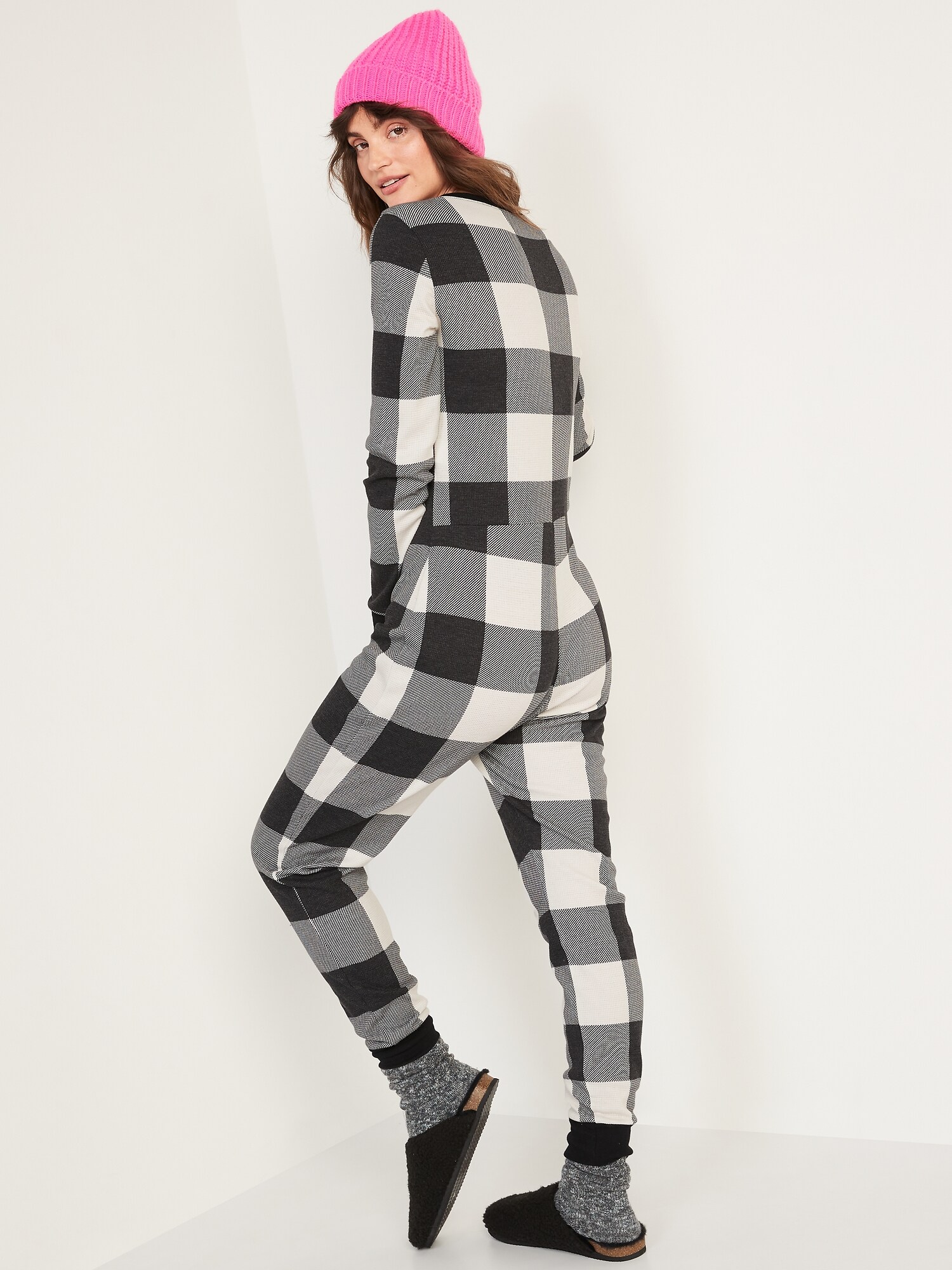 Matching Printed Thermal Knit One Piece Pajamas For Women Old Navy