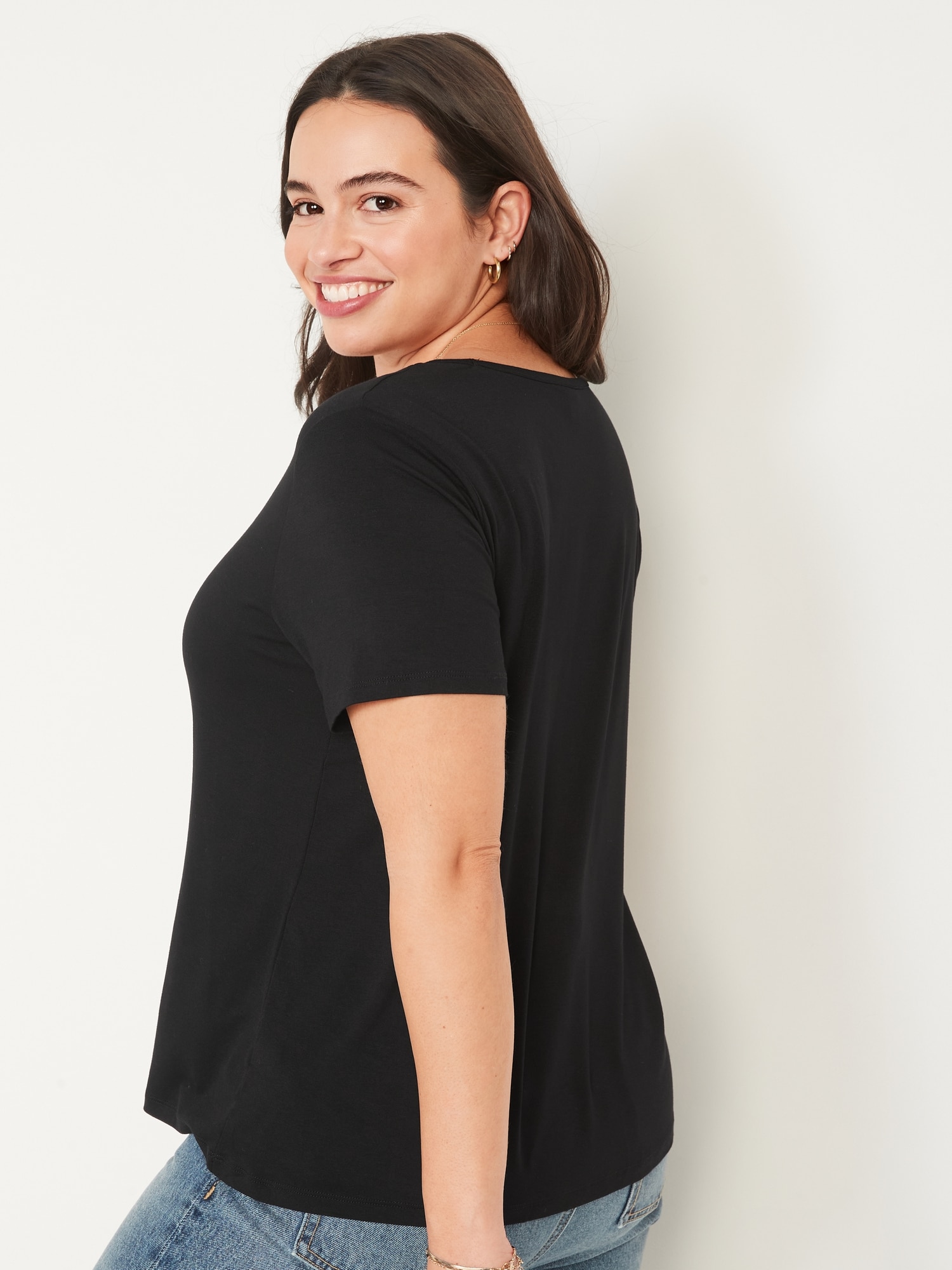 Oversized Luxe Voop-Neck Tunic T-Shirt For Women Old Navy | atelier ...