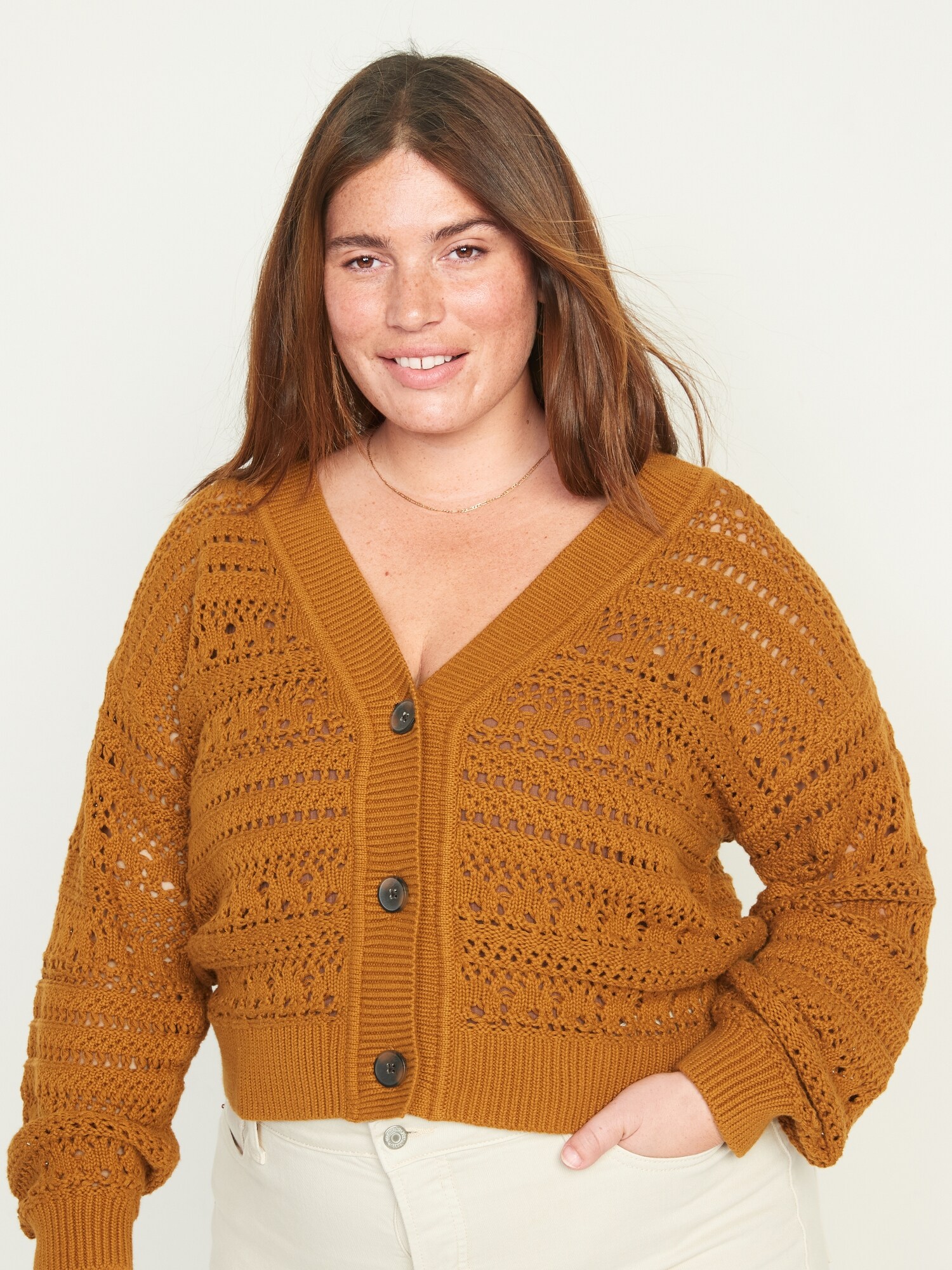 Cropped Open-Knit Cardigan | Old Navy