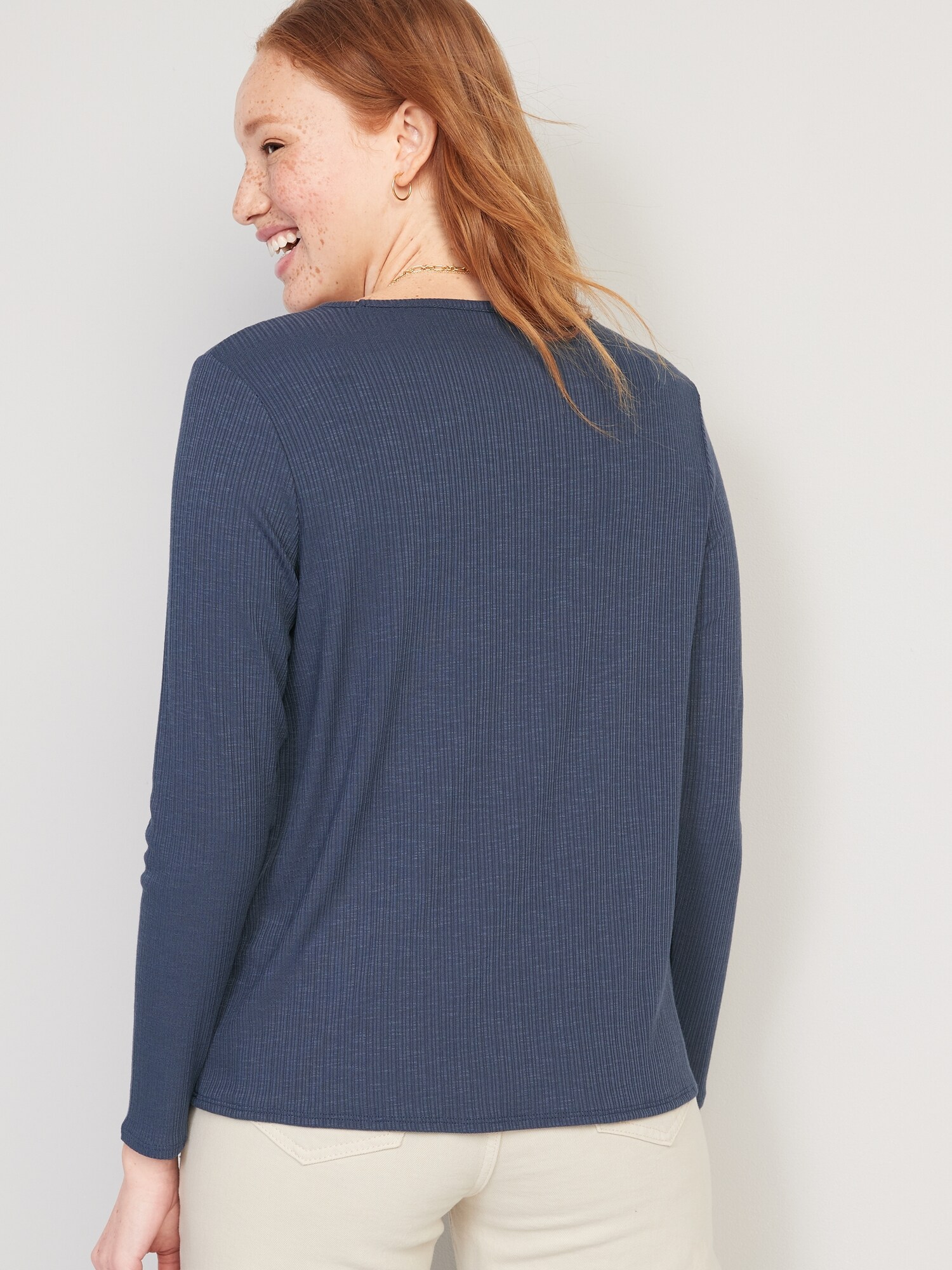 Long-Sleeve Luxe Heathered Rib-Knit T-Shirt | Old Navy