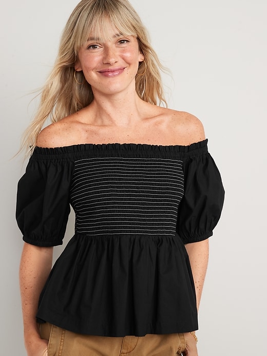 Old Navy - Off-The-Shoulder Smocked Babydoll Swing Blouse for Women